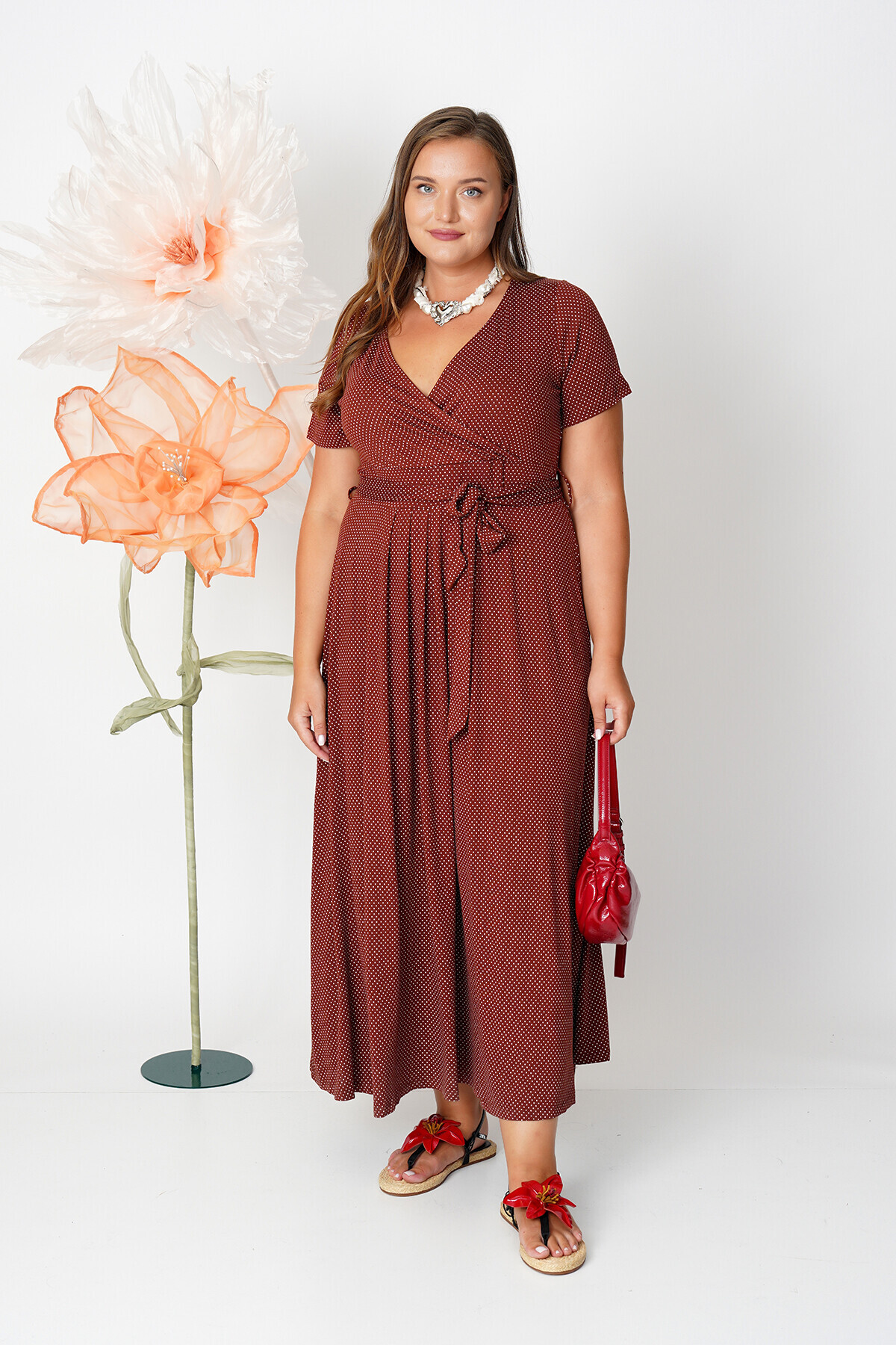 Büyük Moda PUANTİYE DESENLİ KRUVAZE YAKA ELBİSE Fiyatı, Yorumları ...