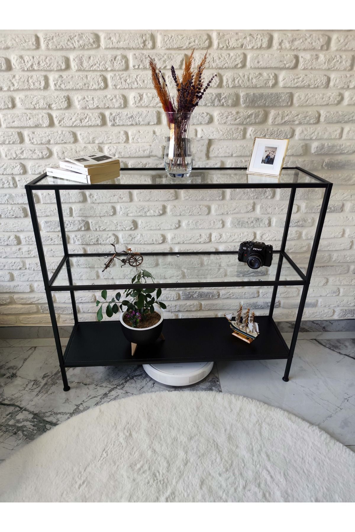 Home Celestia DRESUAR Kahve Köşesi Dekoratif Raflı Konsol Şeffaf Cam ...