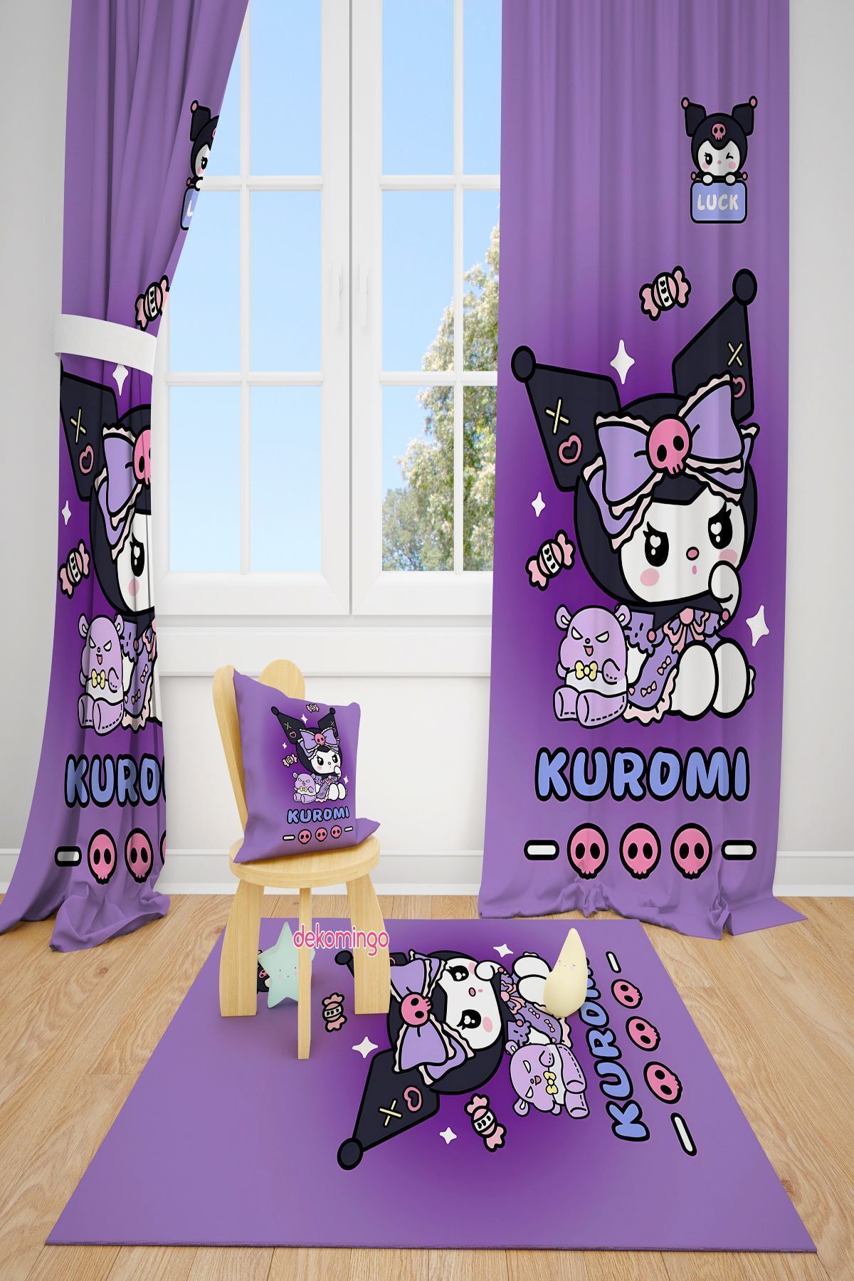 dekomingo MOR KUROMİ BEBEK VE ÇOCUK ODASI FON PERDE 2 KANAT Fiyatı ...