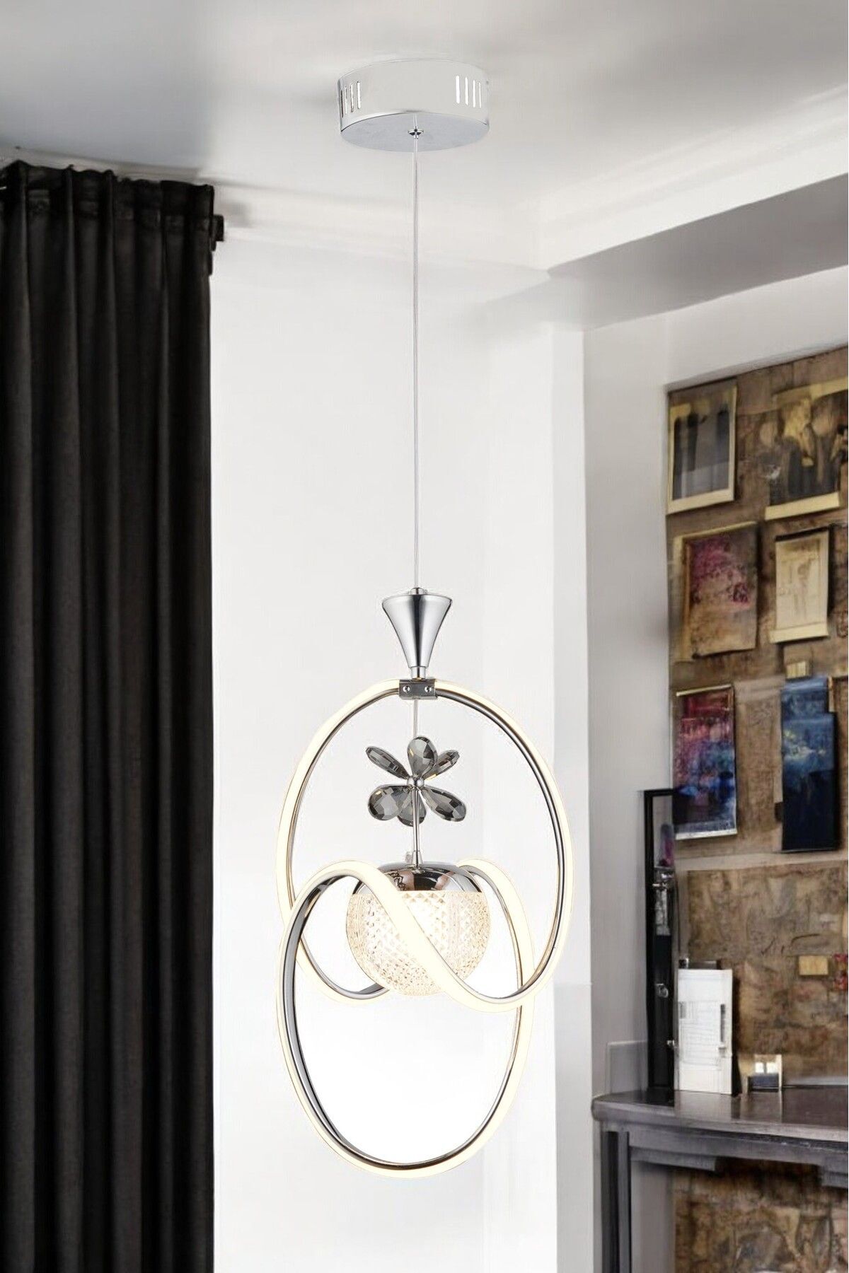 EY-EL TASARIM A++ PLUS Modern Sarkıt Led Avize Badem Krom 3 Renk Toplu ...