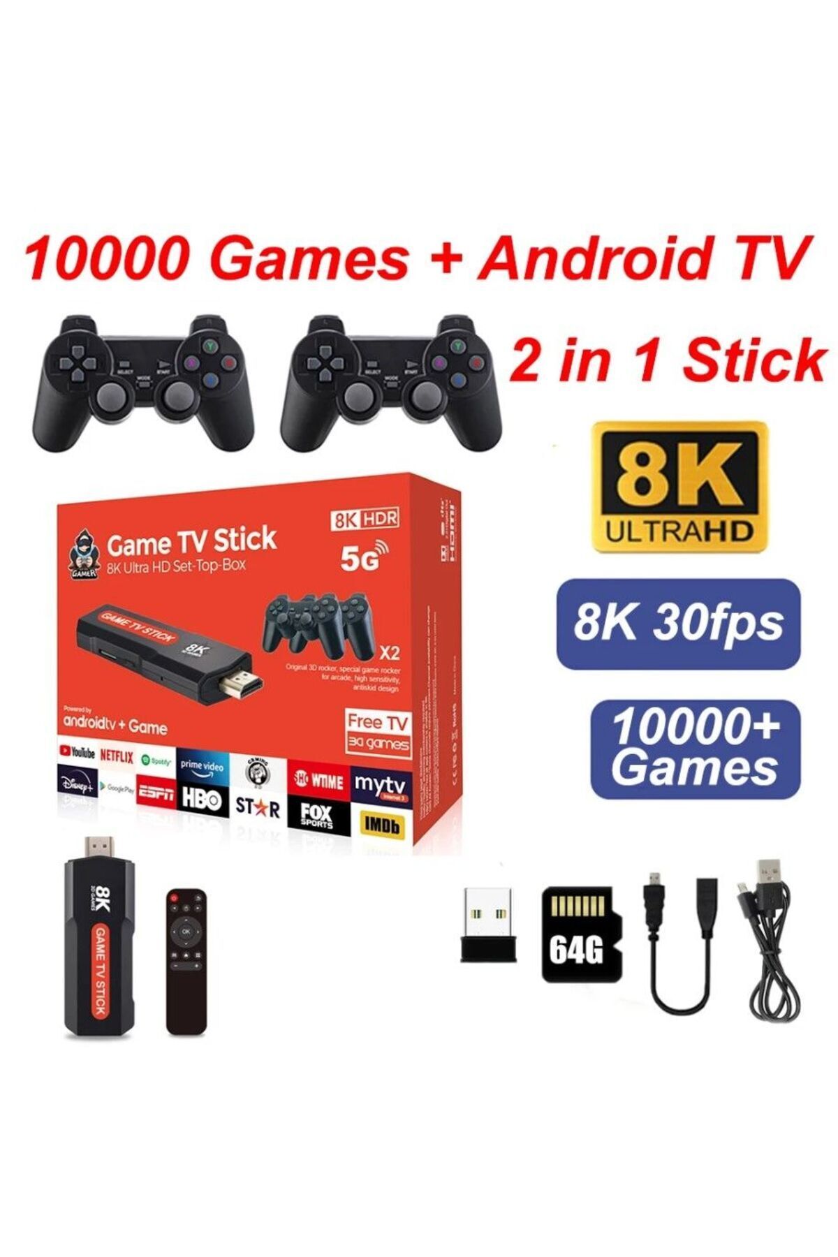 idragon Game TV Stick 8K Ultra HD Android TV Cihazı + Oyun Konsolu ...