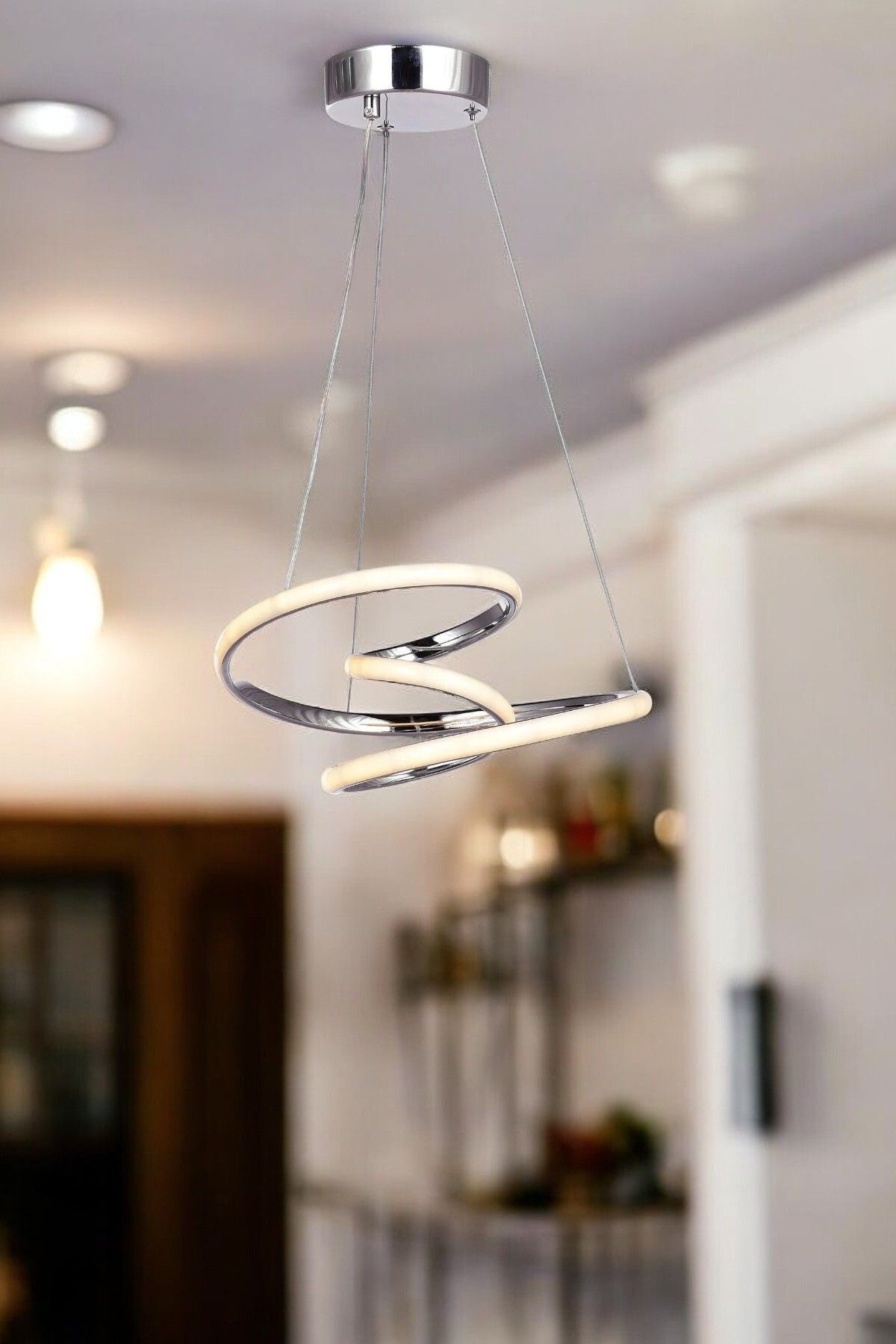 EY-EL TASARIM Kaos Tekli Krom 3 Renk Ledli Sarkıt Avize - Fiyatı, Yorumları