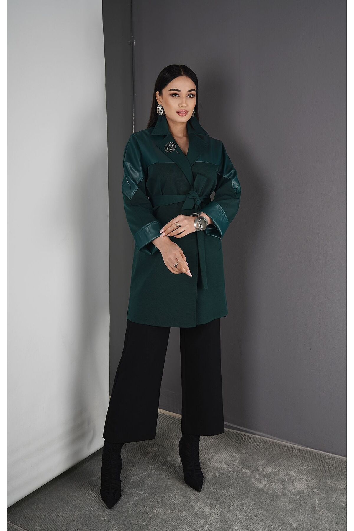 Eccim Fashion Deri Görünümlü Kadın Trençkot Fiyatı, Yorumları - Trendyol