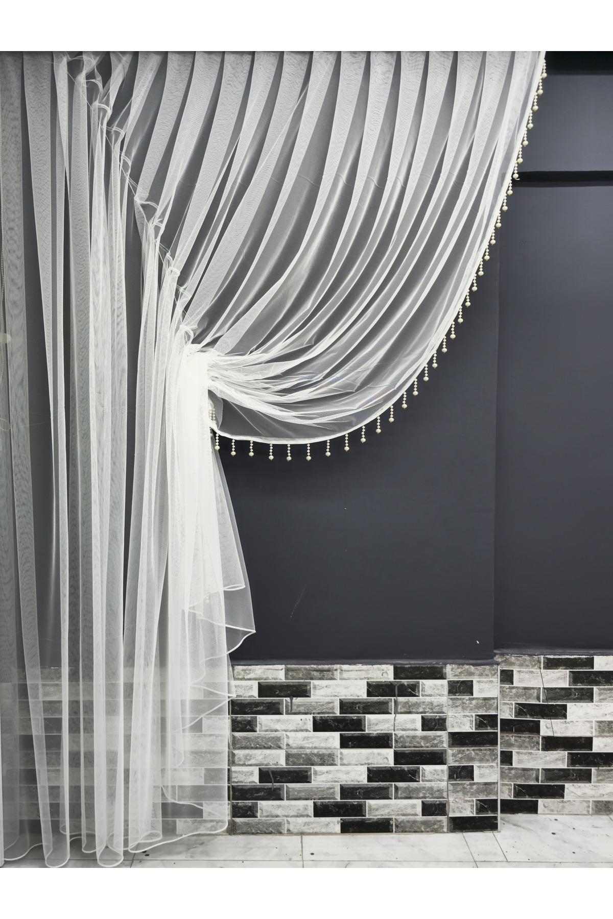 Art Perde Sol Kanat Boncuklu Desensiz Sık Pile (1/3) Mekanizmalı ...