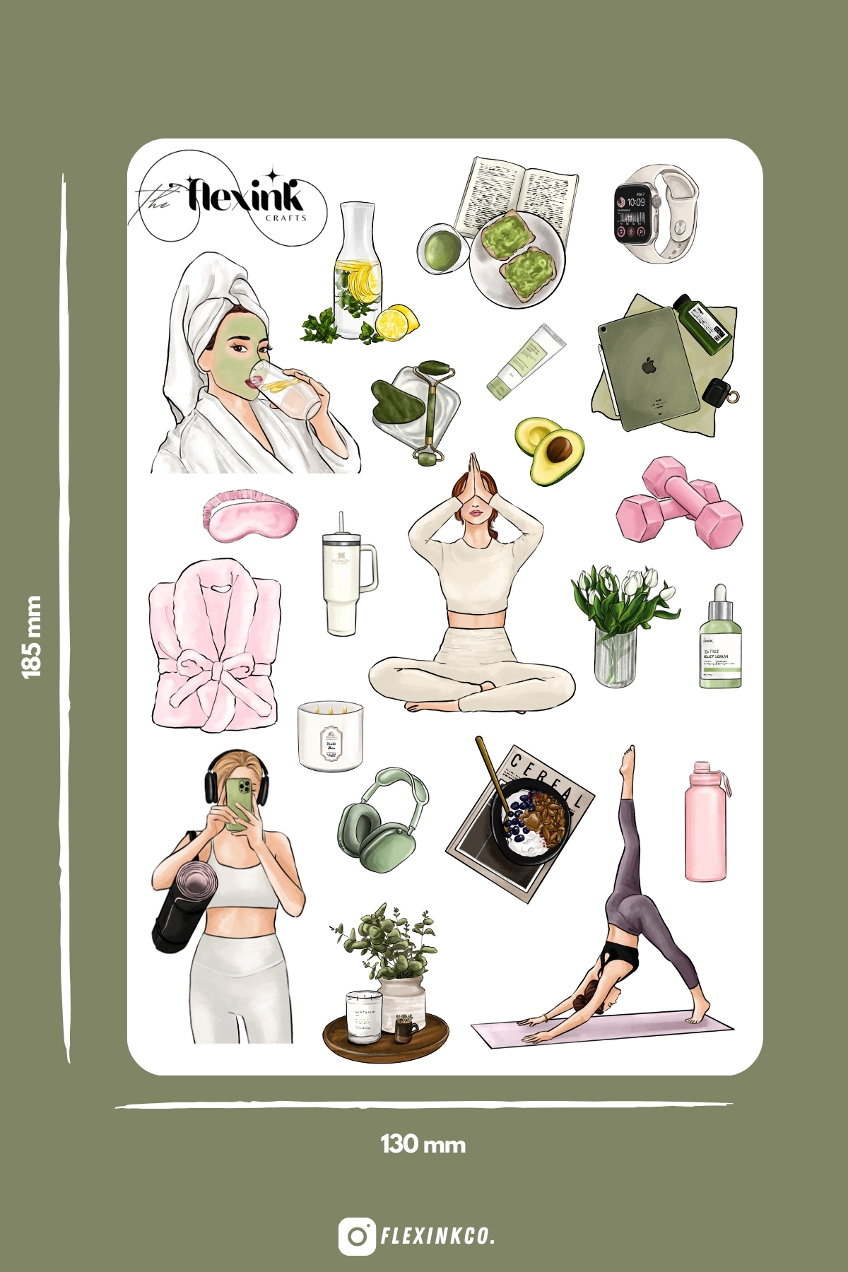 Flexink Co Yoga Pilates ŞEFFAF Sticker Seti Scrapbook Ajanda Journal ...