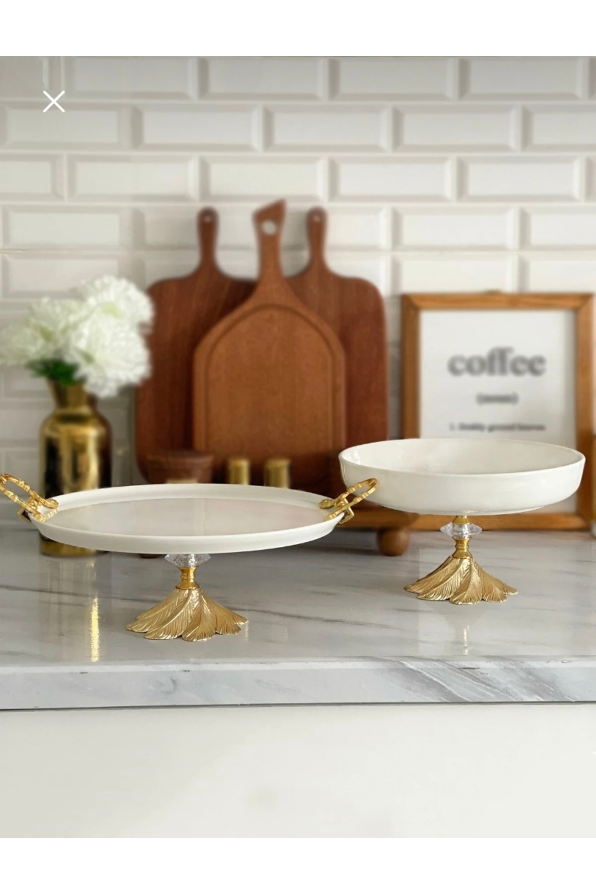 Sillage Home 2’li Porselen Lüks Ayaklı ,Kulplu Sofra Sunum Seti&Meze,Salata,Tatlı Sunumluğy ...