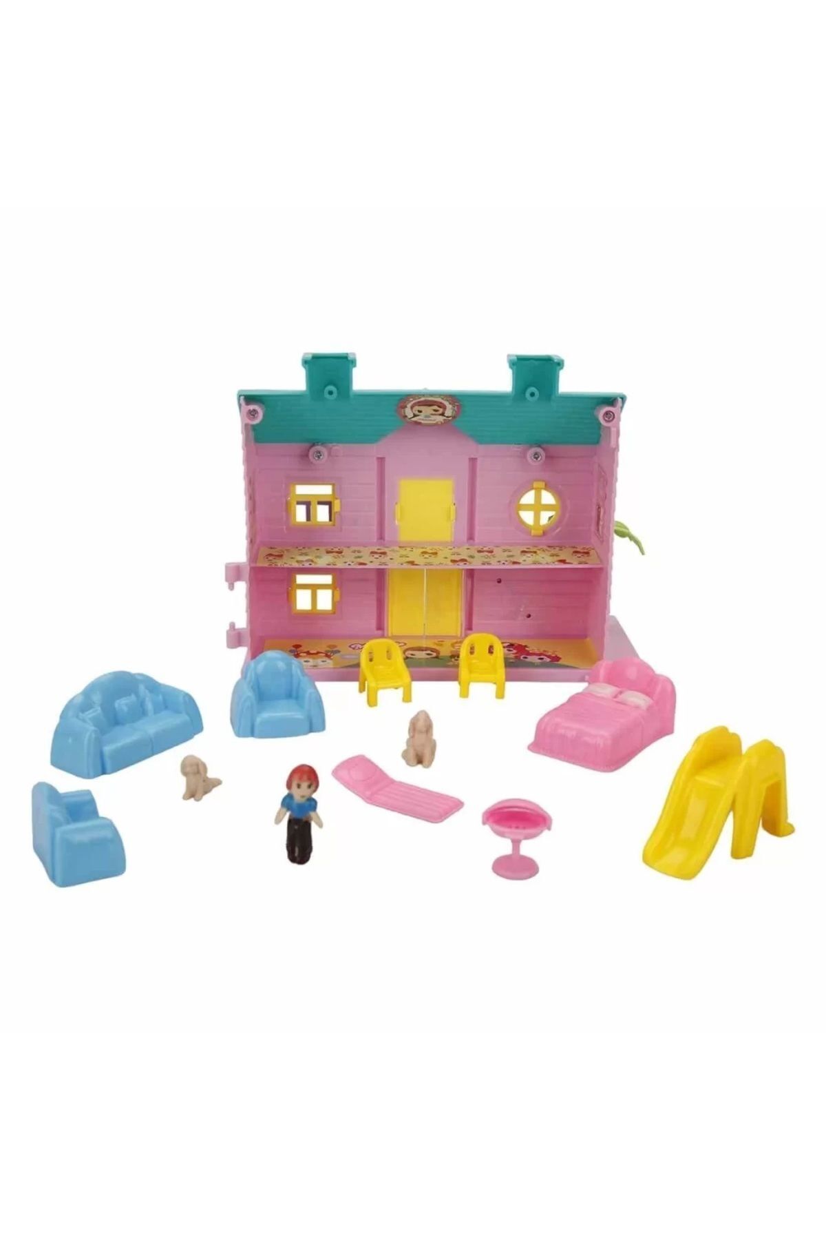 BYCEGU Minik Happy Family 2 Katlı Ev Oyun Seti Villa Seti Rüya Evi ...