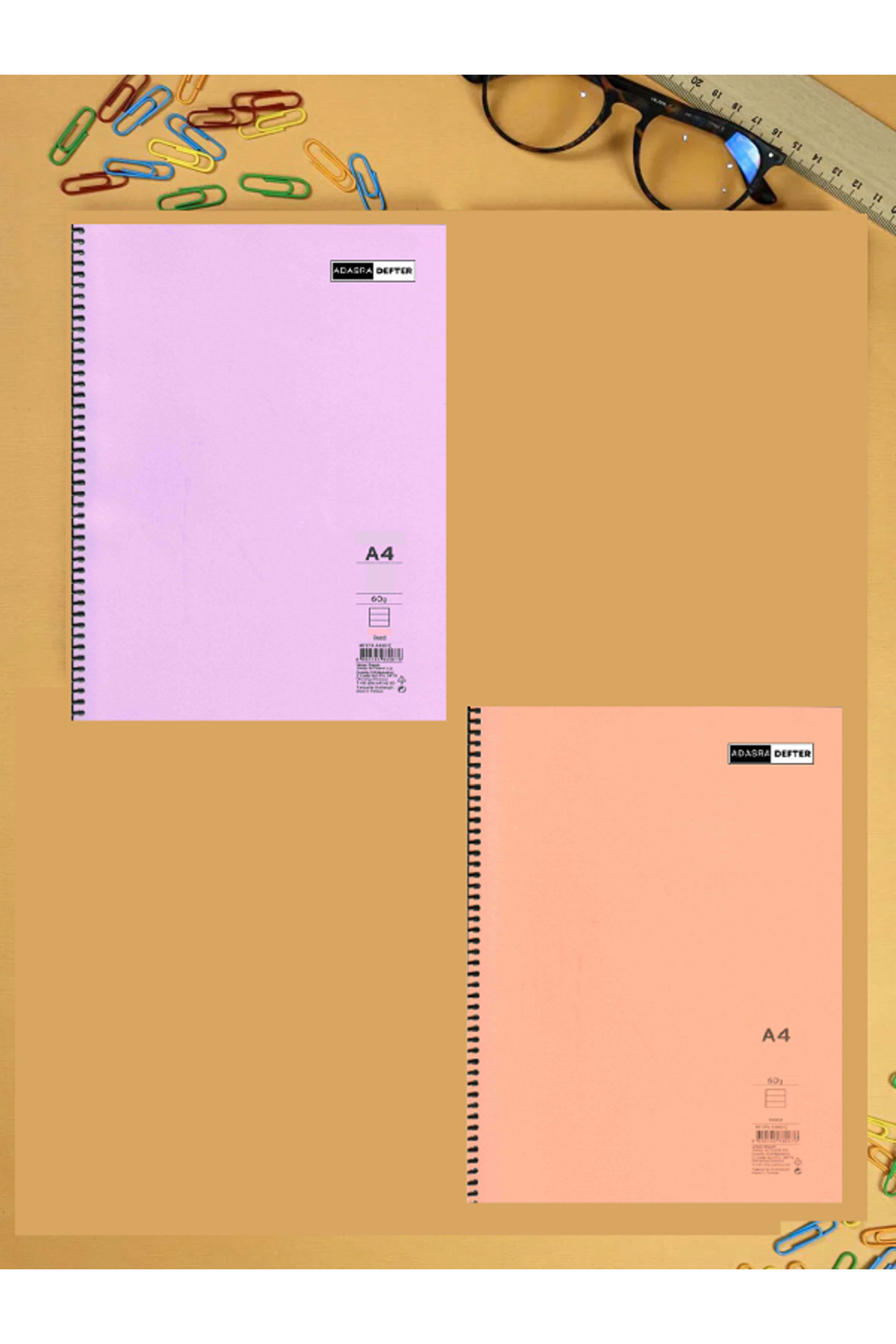 ADASRA Defter A4 Spiralli Telli Pp Kapak 40 Yaprak Kareli Defter / 2 ...