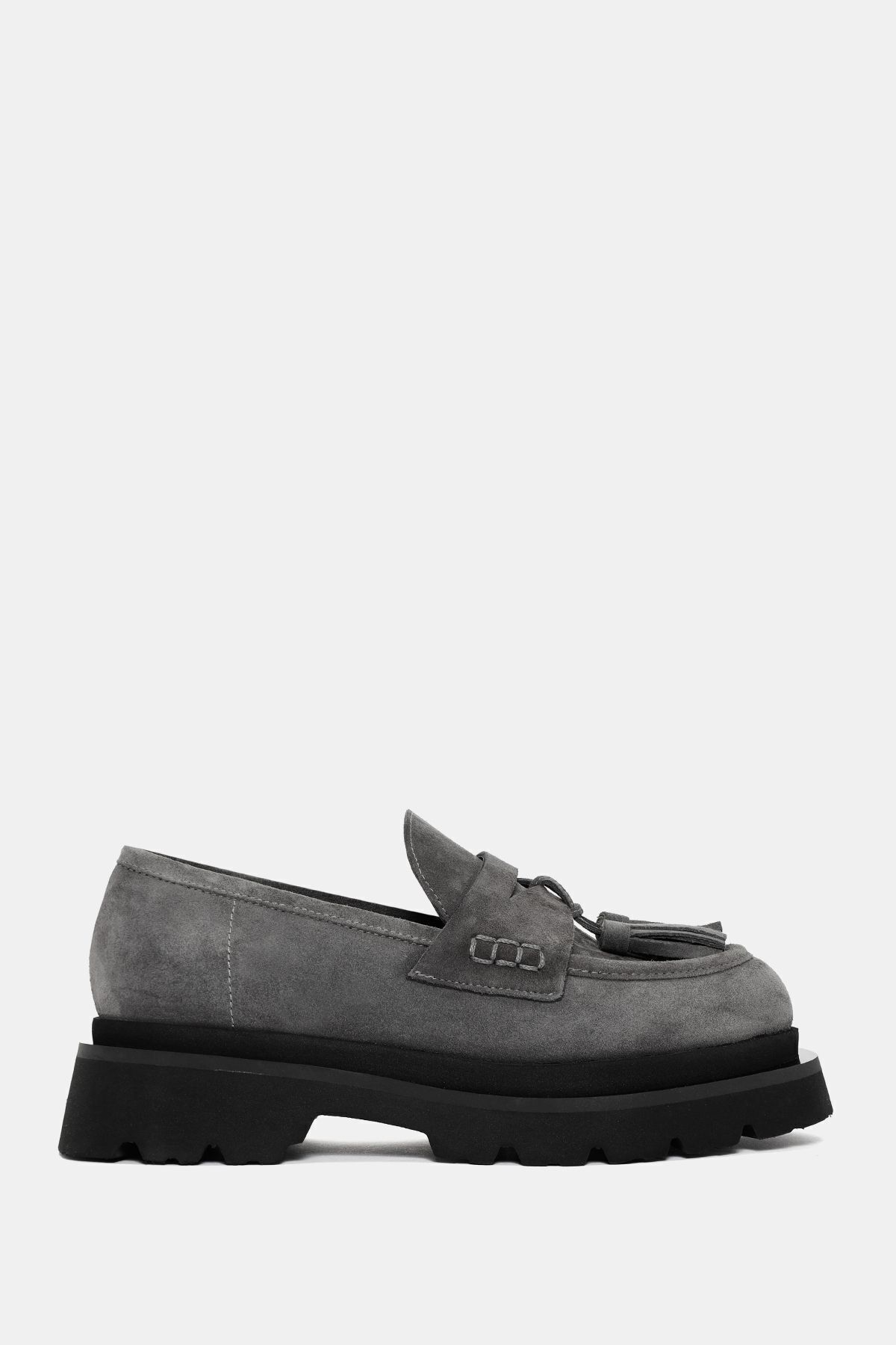 Bestyle London Kadın Gri Gerçek Süet Deri Püsküllü Loafer - Fiyatı ...