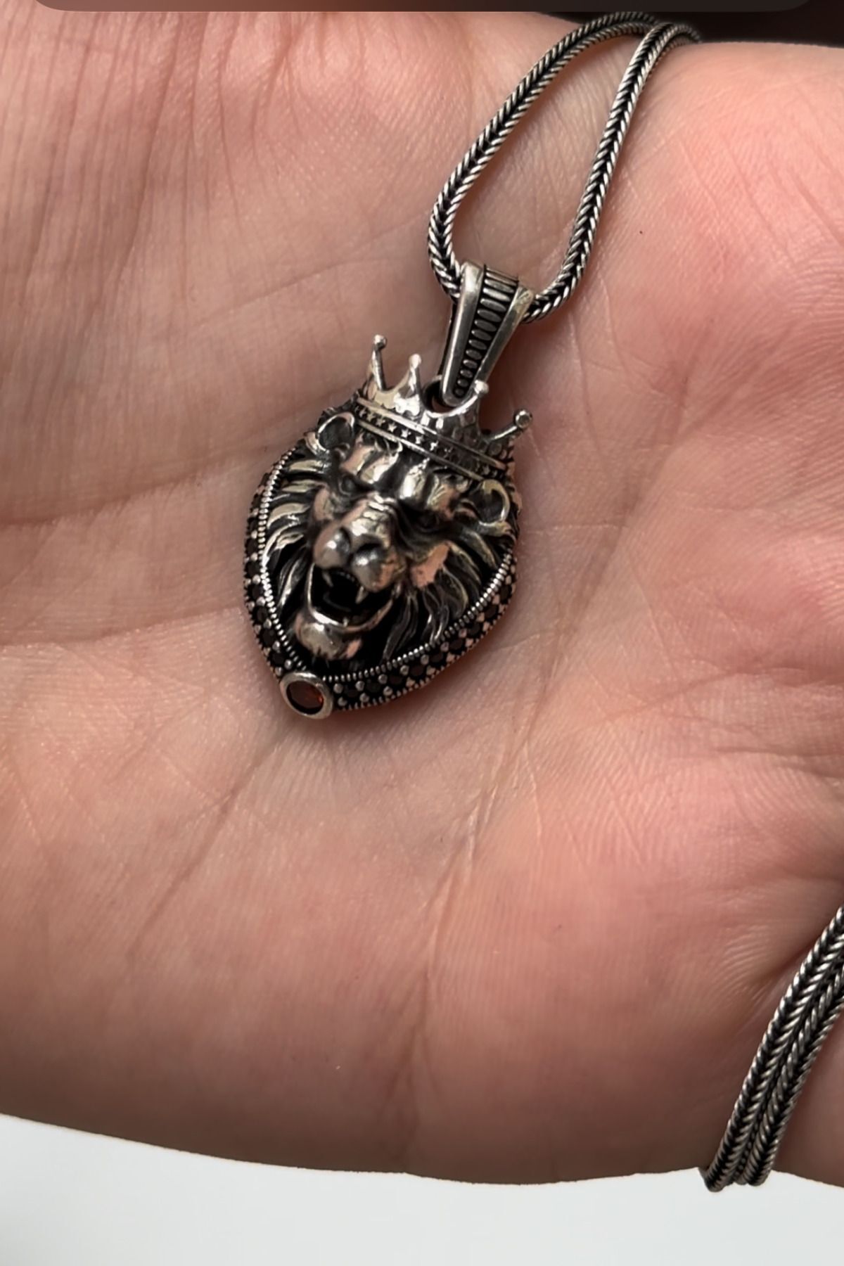 cheetah quality Kral Taçlı Aslan 925 Ayar Gümüş Özel Yapım Erkek ...