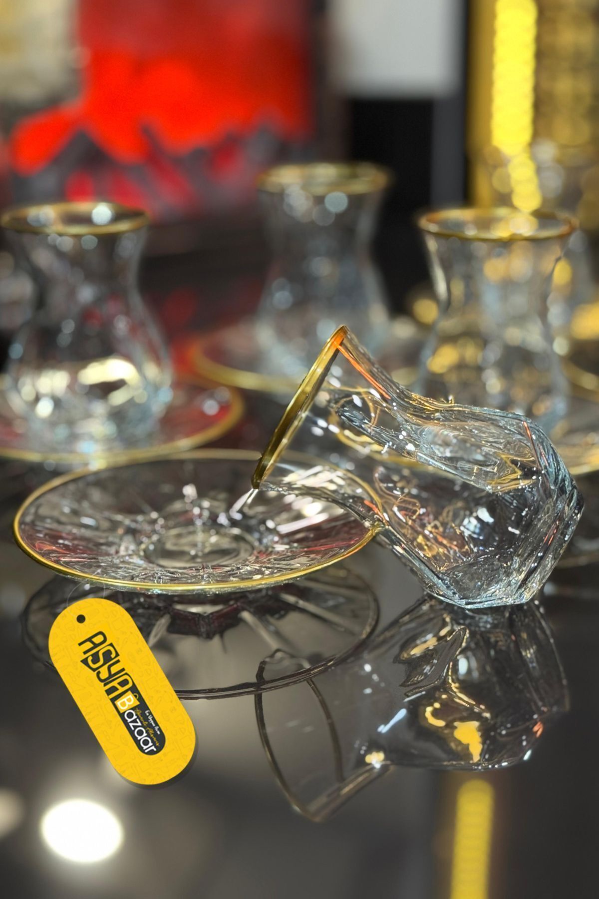 ASYA BAZAAR Alya 12 Parça Yaldızlı Çay Seti - Fiyatı, Yorumları