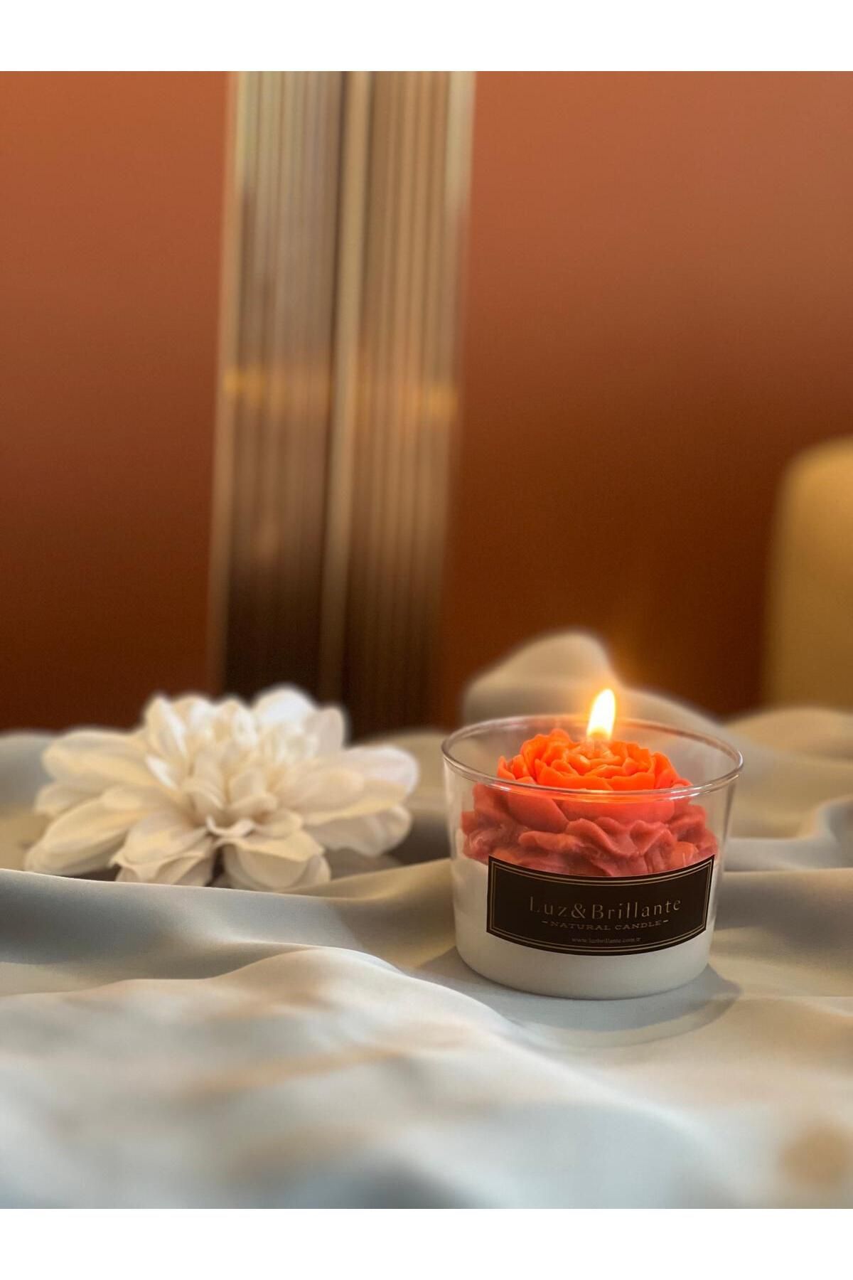 Luz&Brillante Luz&birillante Büyük Kırmızı Kapsül Şakayık Çiçeği Mum ...