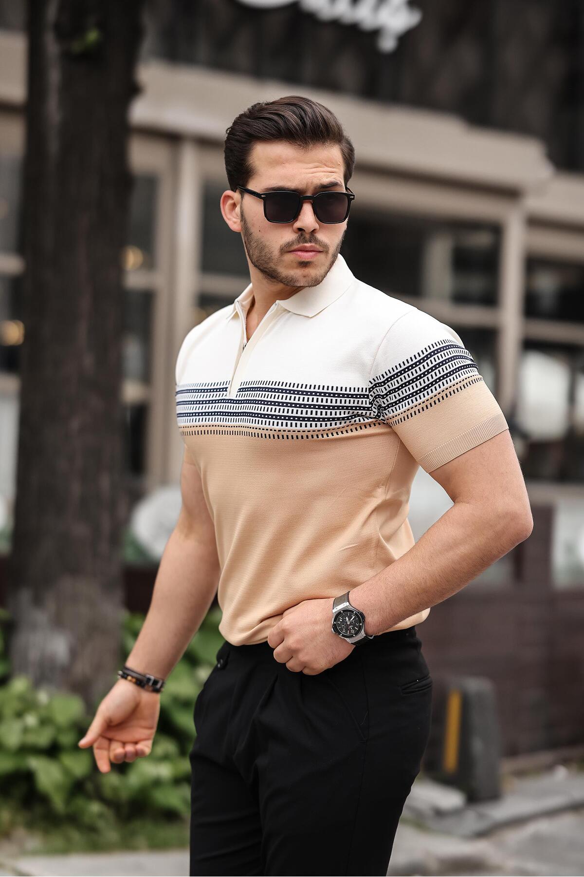 Miron Ekru Kamel Fermuarlı Triko Polo Yaka Tişört- 2419 Fiyatı ...