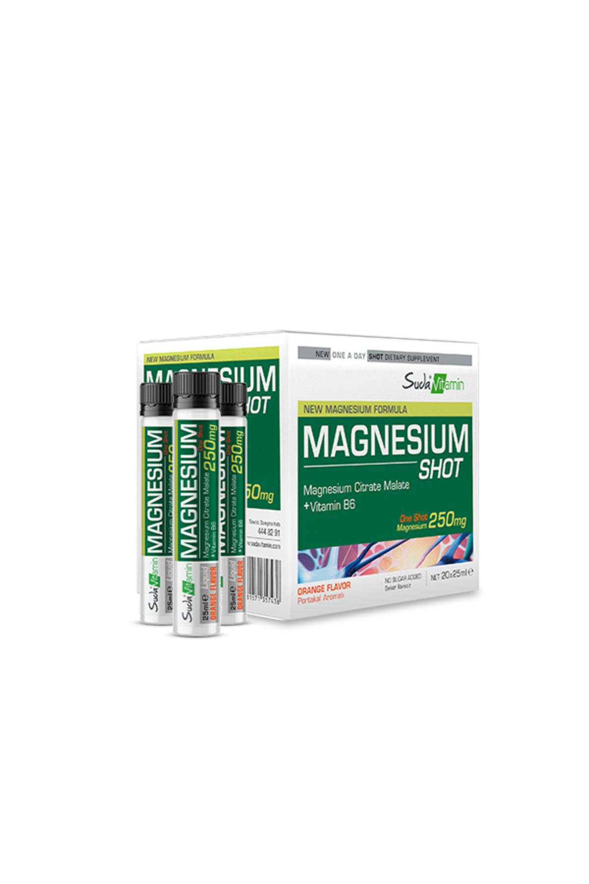 Suda Vitamin Portakal Aromalı MAGNESIUM SHOT 25ml X 20 Shot - Fiyatı ...
