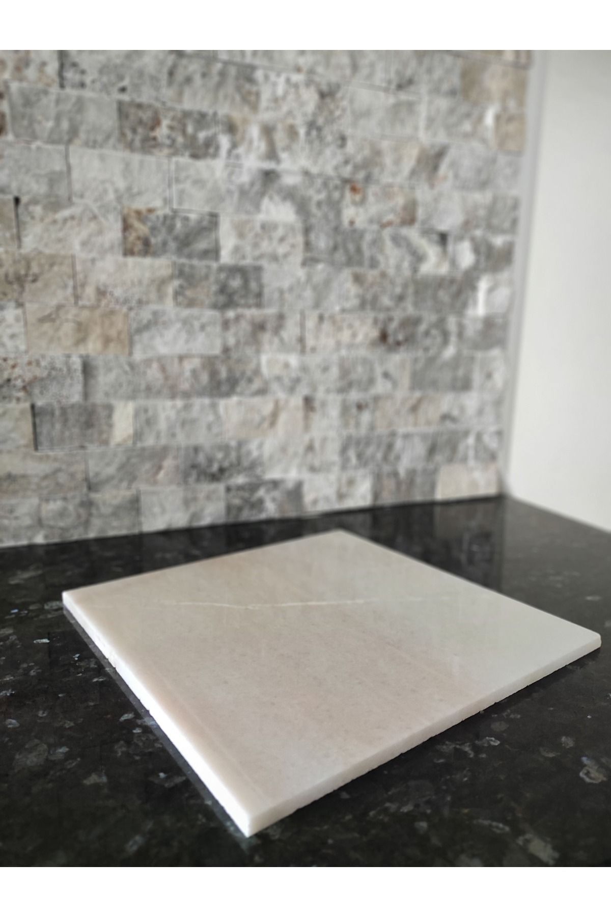 Zeybek Marble Doğal Mermer Kare Kesme Tablası & Sunum Tabağı 30×30 cm ...