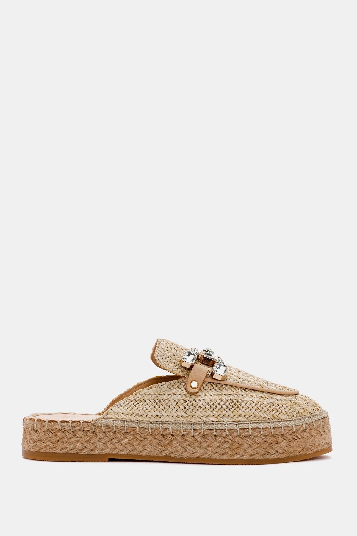 Bestyle Glamm Kadın Bej Hasır Taşlı Espadril Terlik - Fiyatı, Yorumları