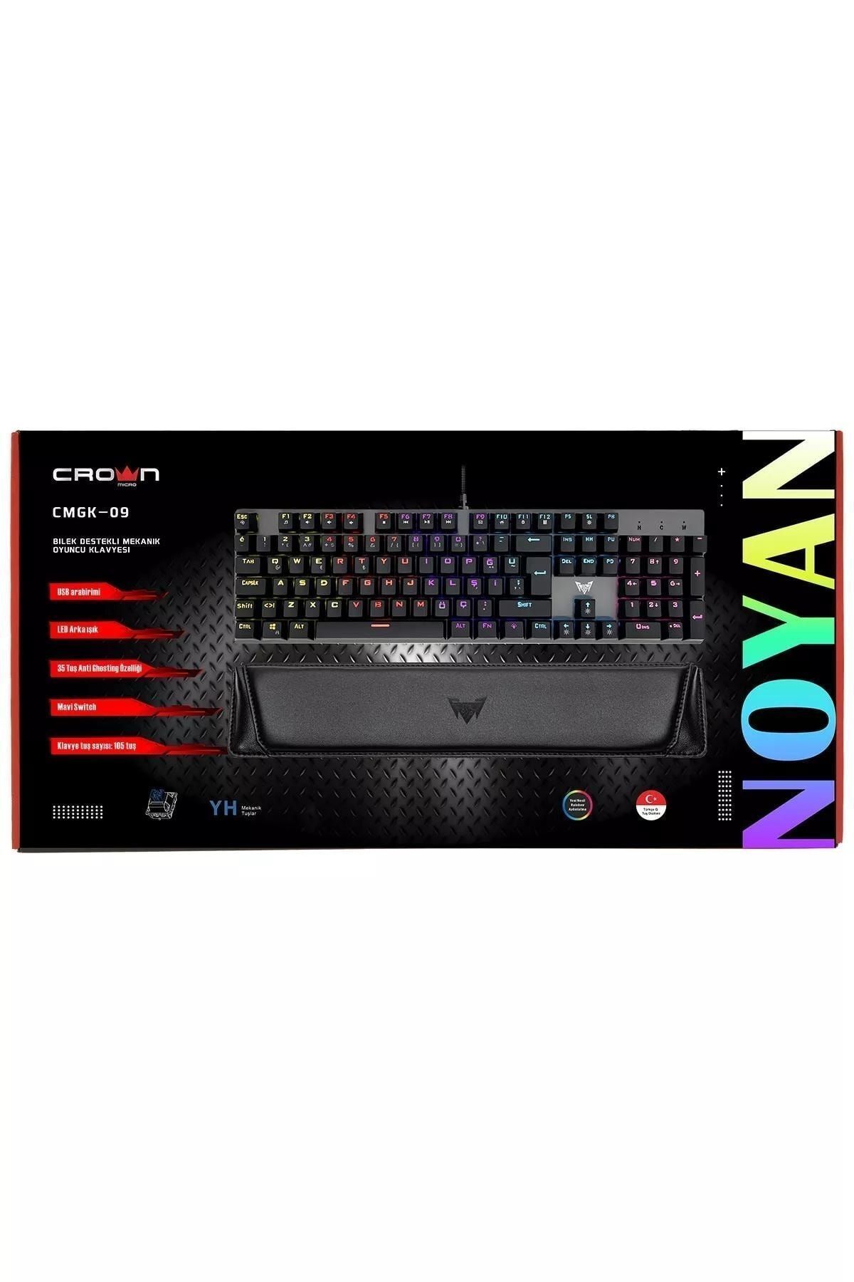 Crown Micro Cmgk-09 Mekanik Mavi Switch Bilek Destekli Türkçe Q Gaming ...