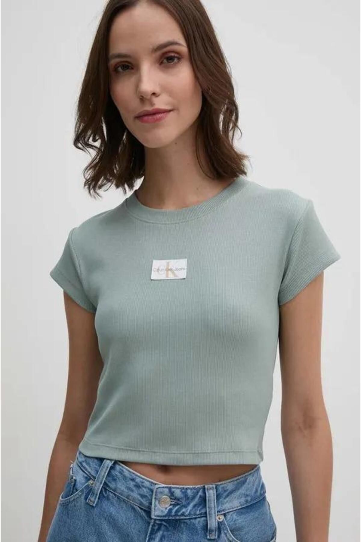 Calvin Klein WOVEN LABEL RIB BABY TEE - Fiyatı, Yorumları