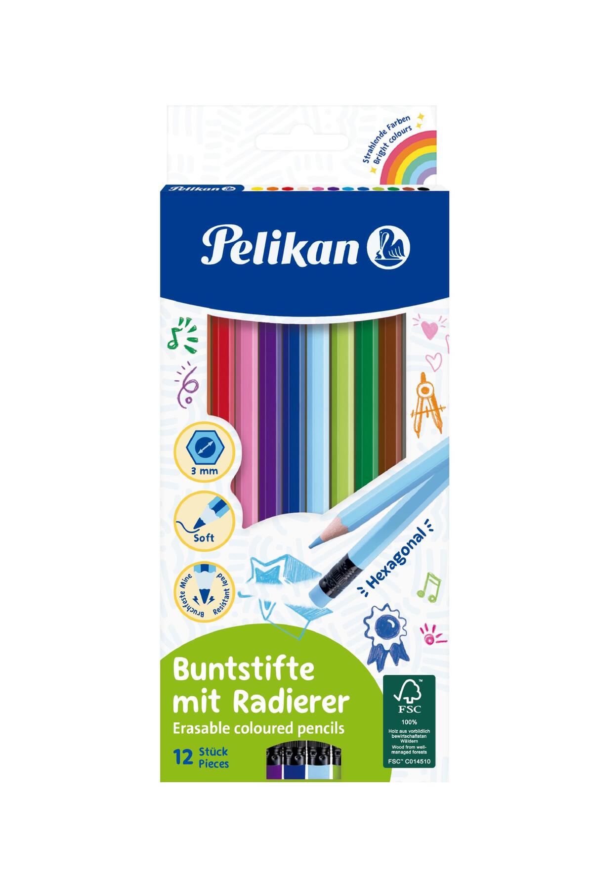 Pelikan Kuru Boya Kalemi Silgili 12 Renk Kuru Boya Kalemi Silgili ...