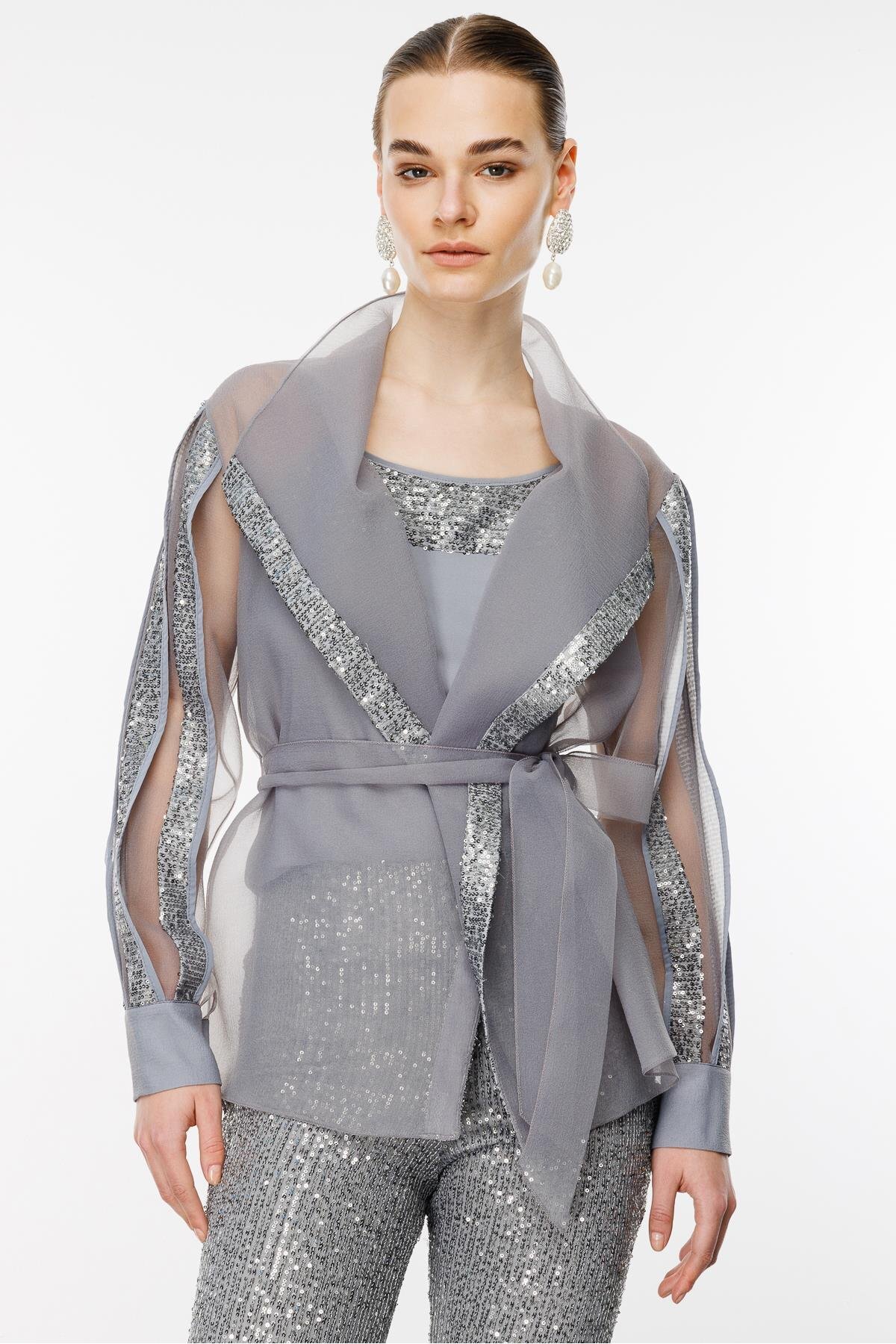 Moda İlgi Modailgi Şal Yaka Organze Tunik Gümüş Fiyatı, Yorumları ...