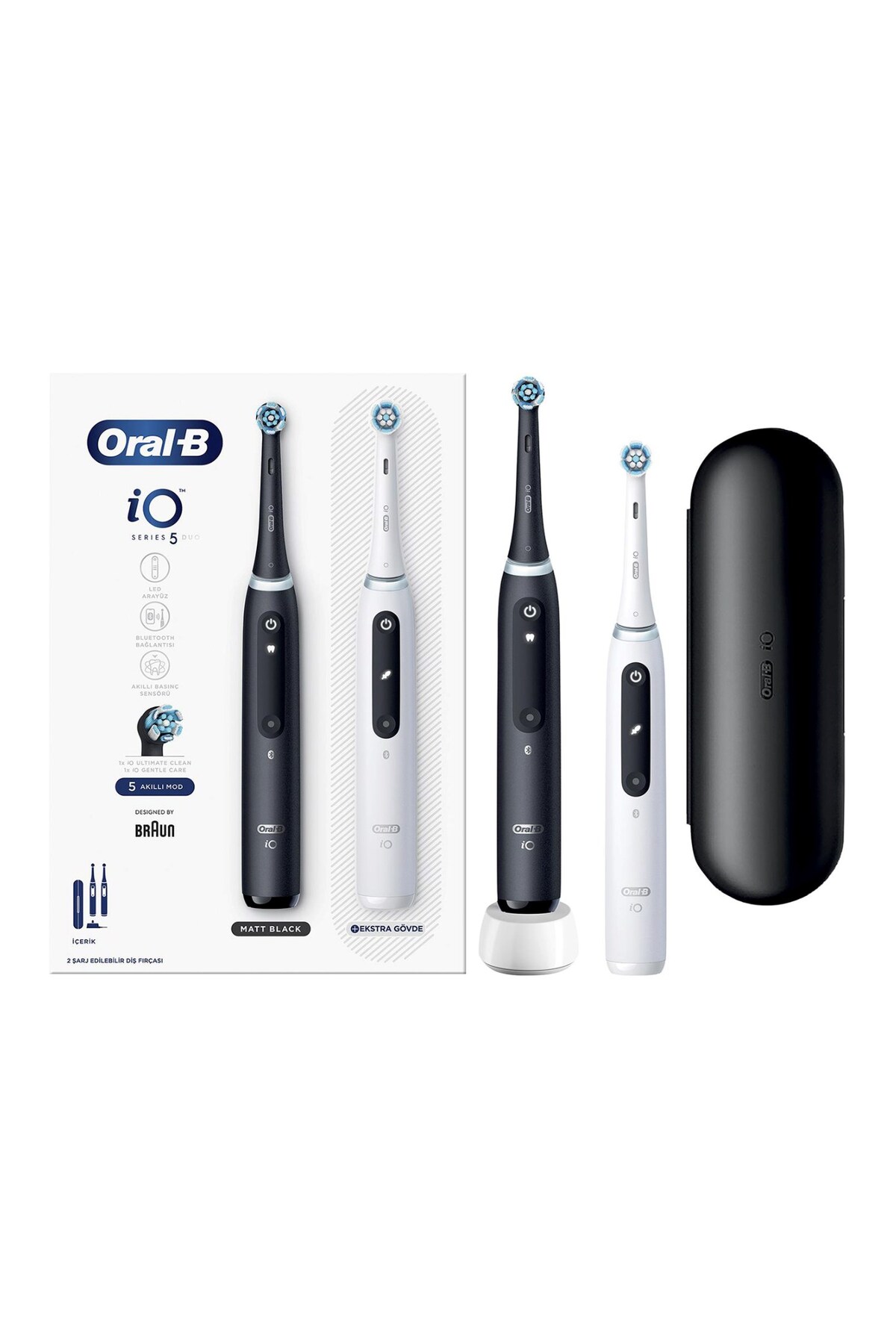 ORAL -B iO 5 Şarjlı Diş Fırçası Seti 2'li - Mat Siyah / Beyaz Fiyatı ...