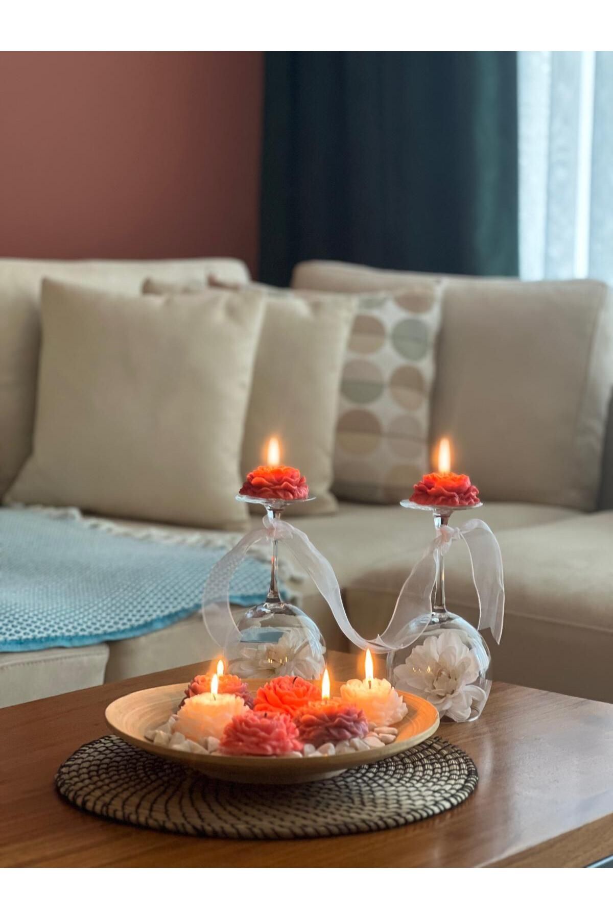 Luz&Brillante 1 Adet Kırmızı Büyük Şakayık Çiçeği Mum Sandal Ağacı ...