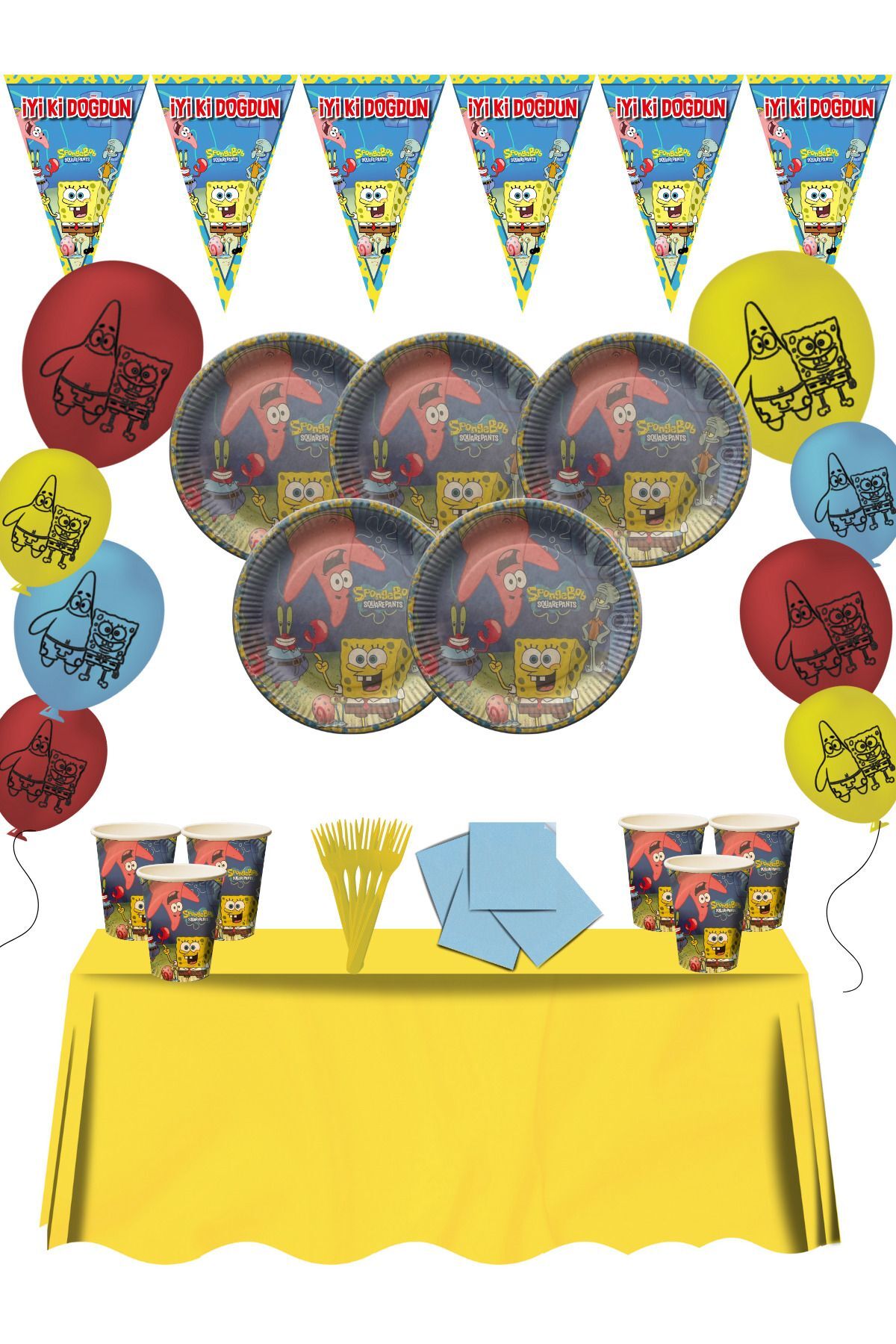 Genel Markalar Sünger Bob 8 Kişilik Doğum Günü Parti Malzemeleri ...