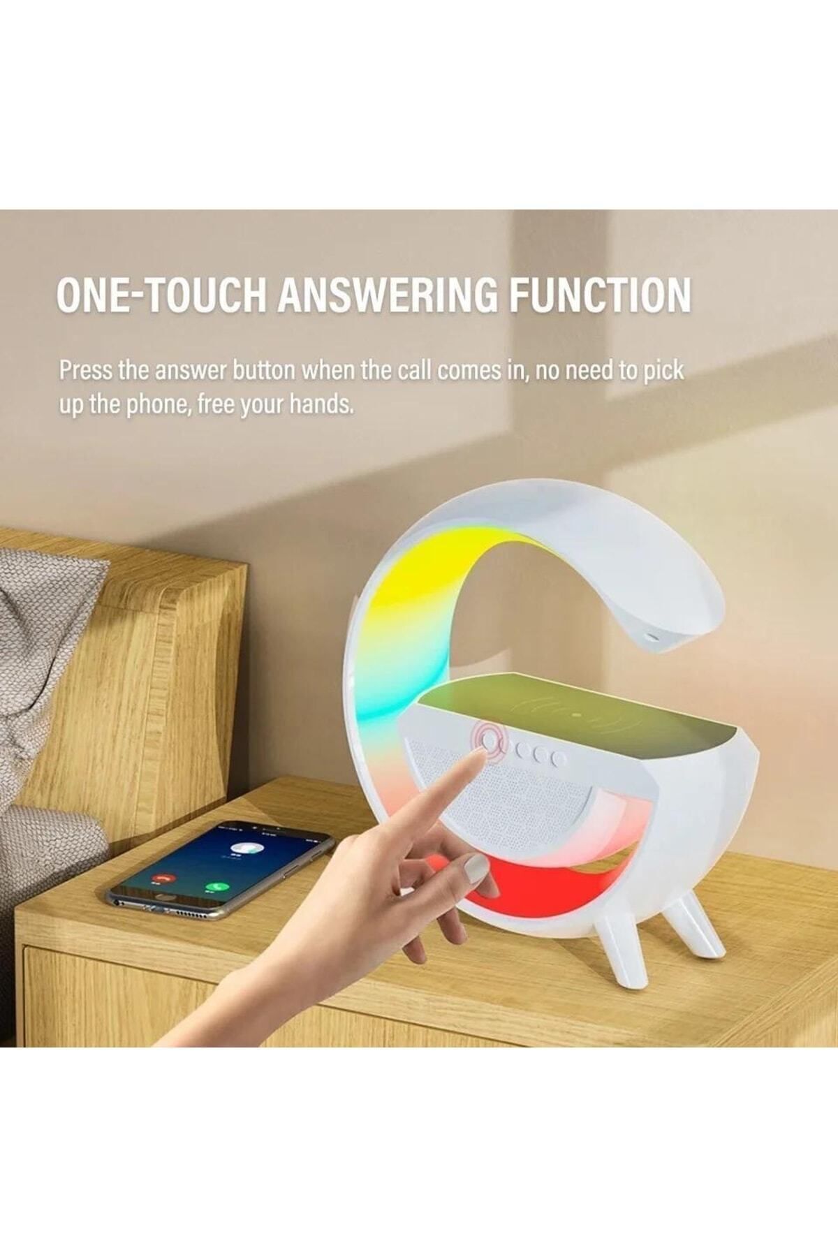 SMAYLİNG Kablosuz Şarj Özellikli Modern Saat Bluetooth Hoparlör Gece ...