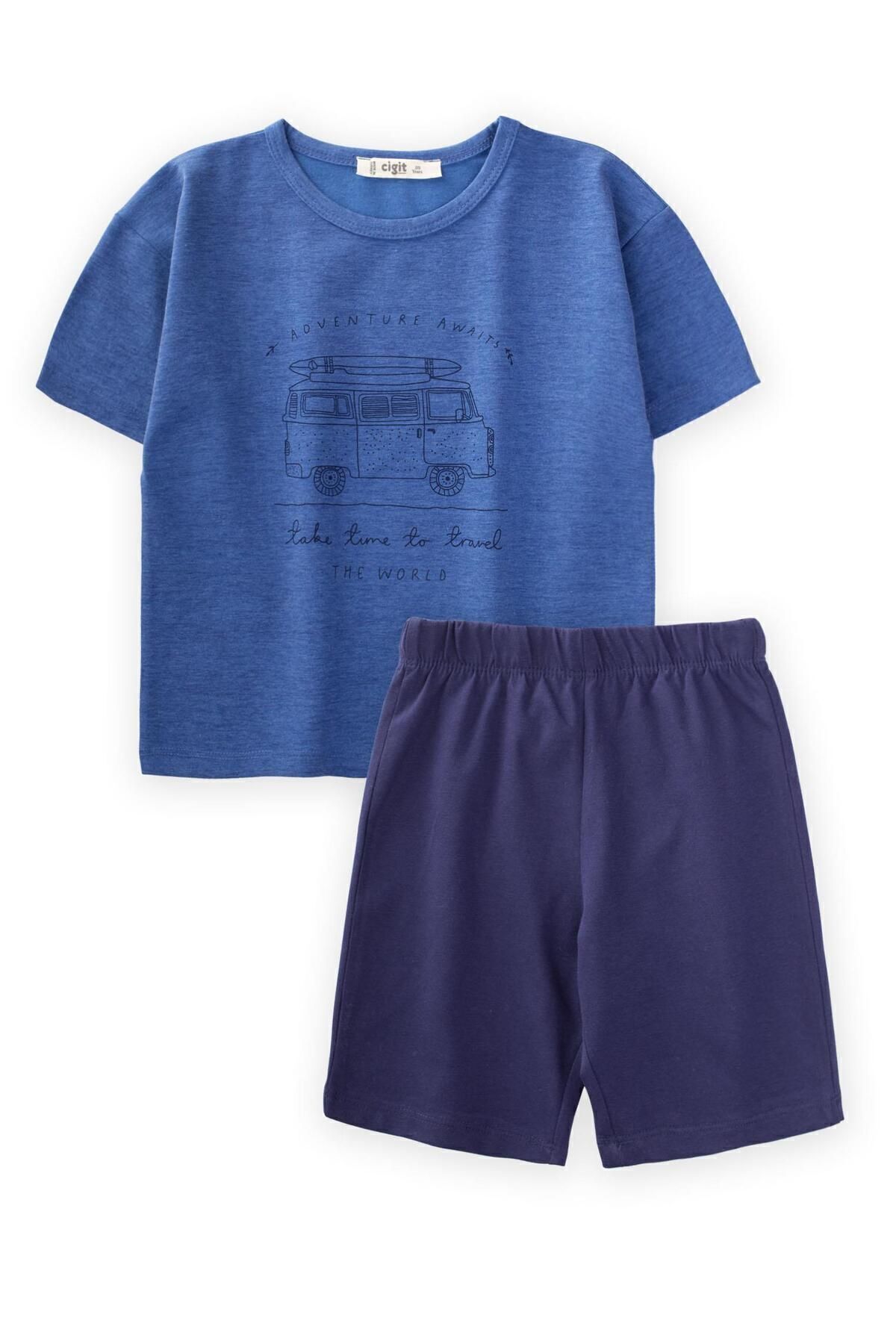 Cigit Basic Karvan Baskılı Kapri Takım 2-7 Yaş Saks MaviFiyatı ...