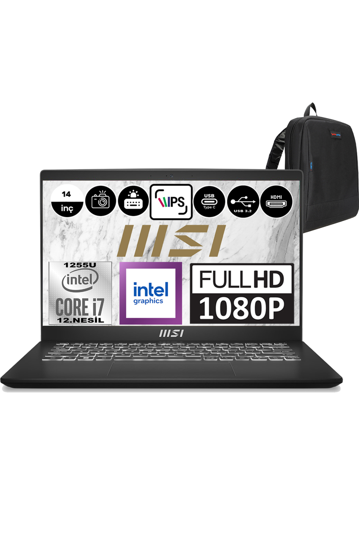 MSI MODERN 14 i7 1255U 16GB 512GB SSD WIN11 Home 14" FHD IPS ...