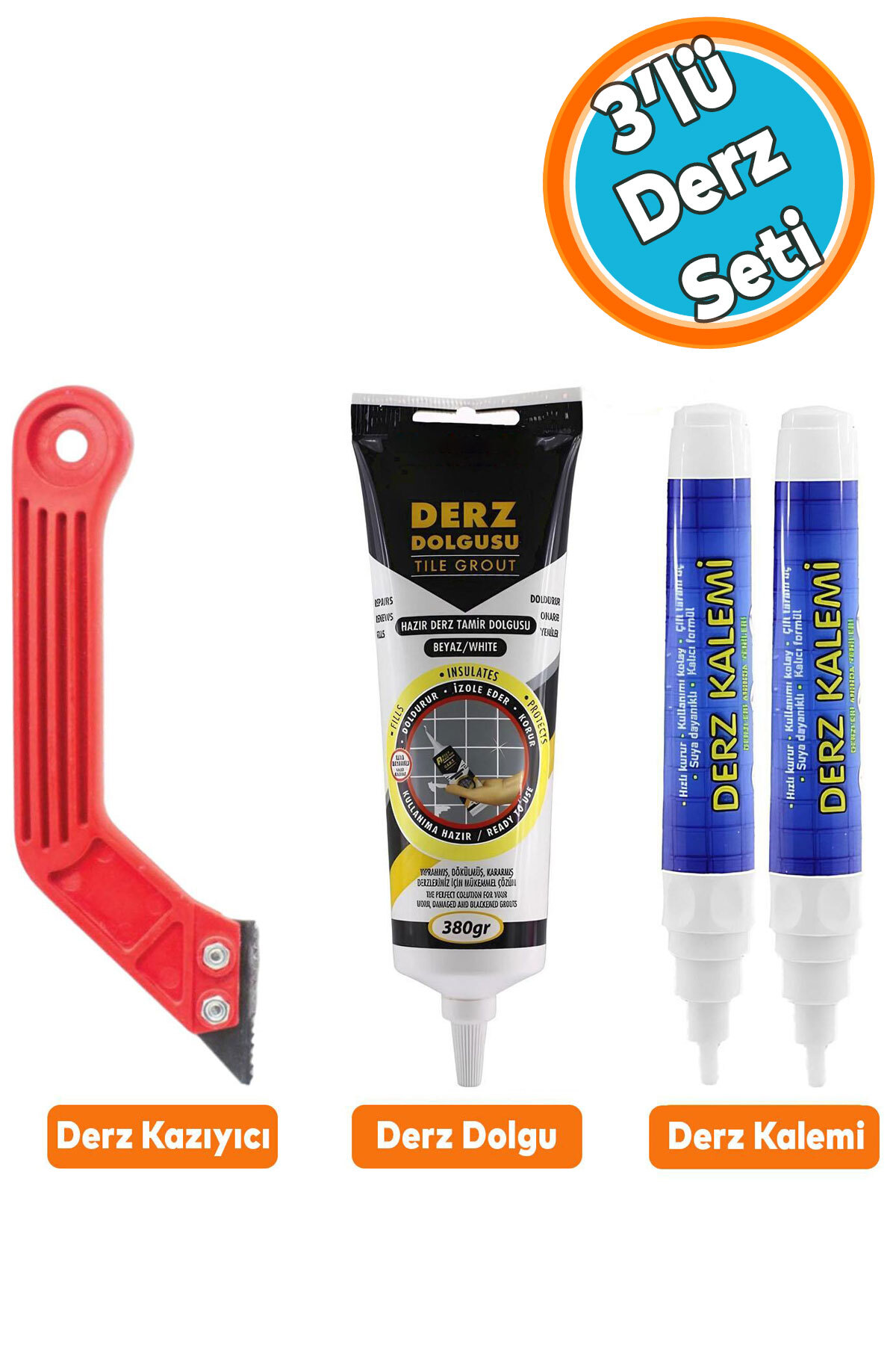 NZB Fayans Derz Yenileme Temizleme Seti Beyaz 380 Gr Derz Dolgu + Derz ...