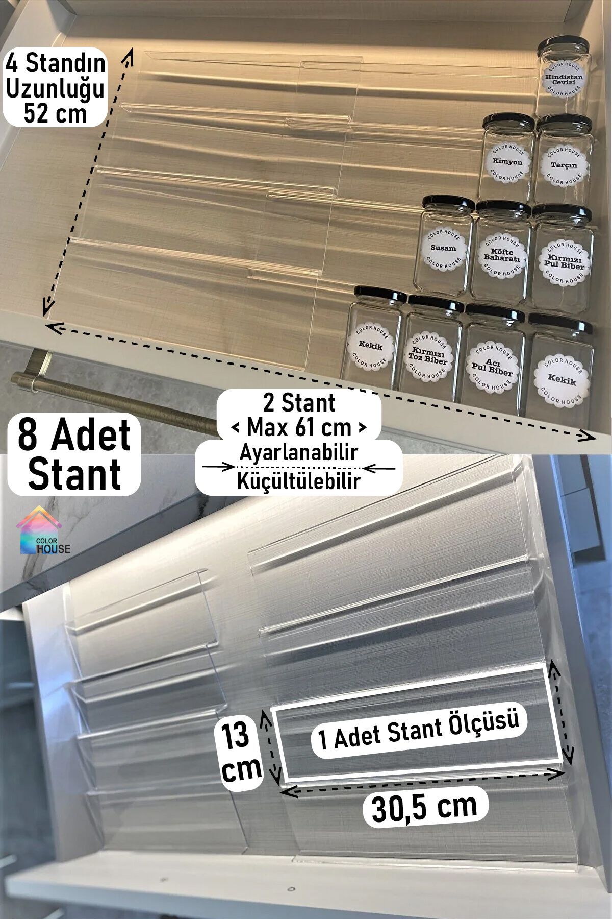 color house 8 Adet Çekmece Içi Baharatlık Düzenleyici Organizer Stant ...
