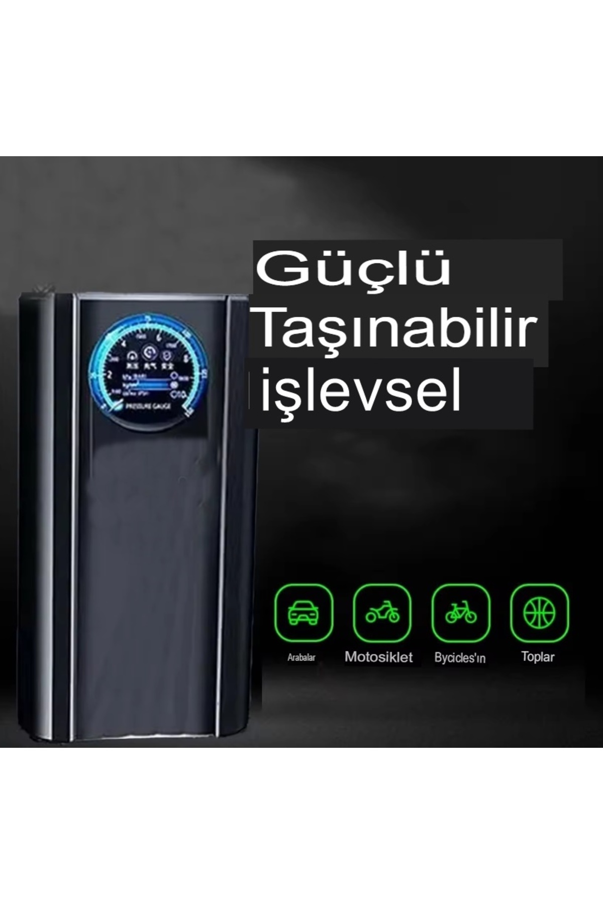 Tisul SLİM Siyah MODEL Göstergeli Oto Araç Profesyonel Hava Pompası ...