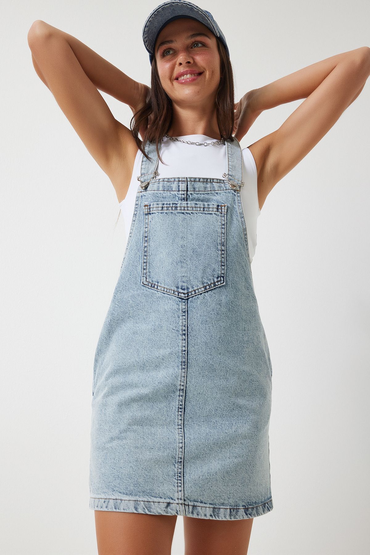 Lovelyİstanbul Mini Denim Salopet Elbise AÇIK MAVİ LKQ0001 Fiyatı ...