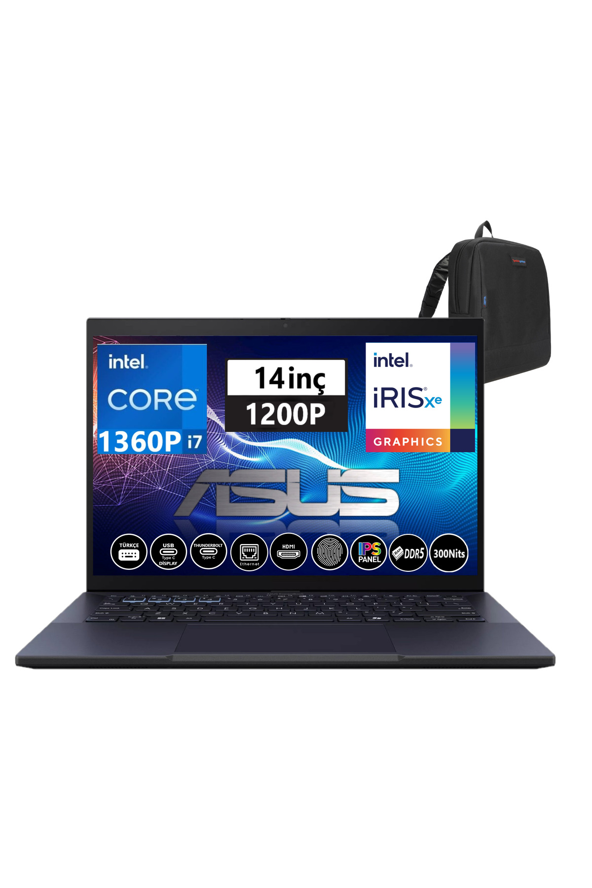 ASUS EXPERTBOOK İntel Core İ7 1360P ddr5 64GB 1TB SSD 14" FullHd+ IPS ...