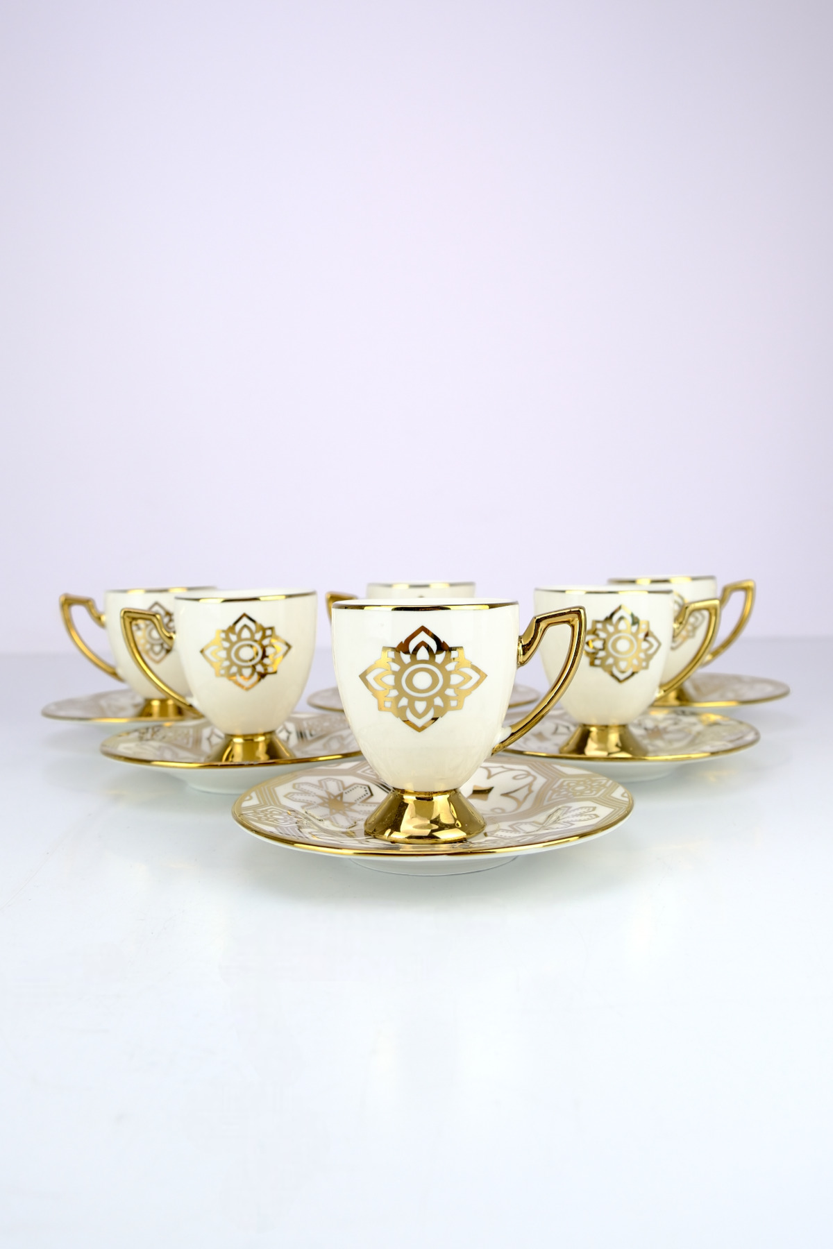 Digithome Milano 6 Kişilik 12 Parça Porselen Kahve Fincan Takımı Gold ...