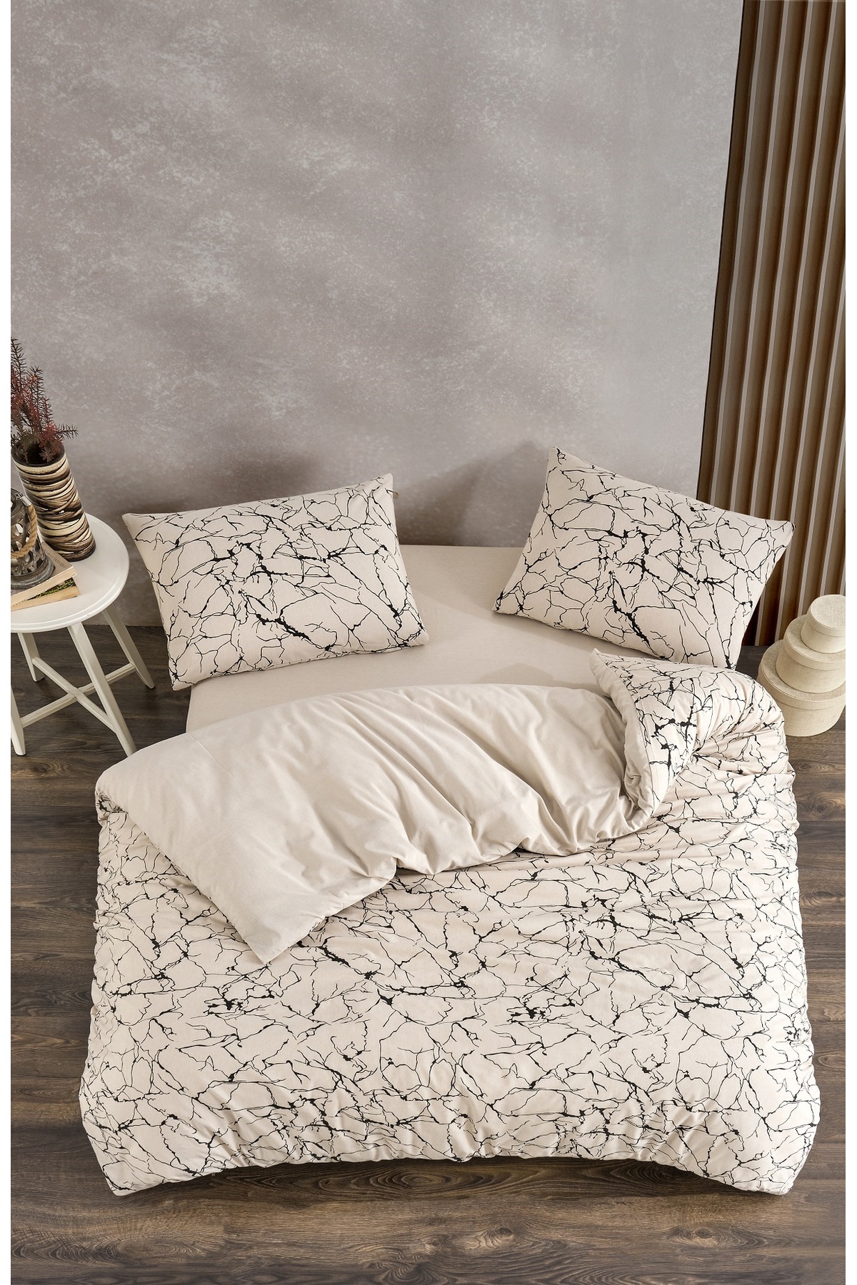 Lydia Home EBRU Çift Kişilik Desenli Nevresim Takımı Lastikli Çarşaflı ...