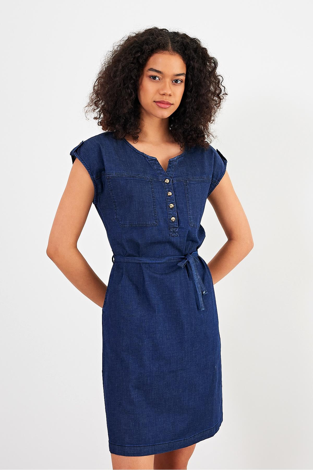 VENA Kadın Riva Koyu Mavi Önü Düğmeli Regular Fit Jean ElbiseFiyatı, Yorumları - Trendyol
