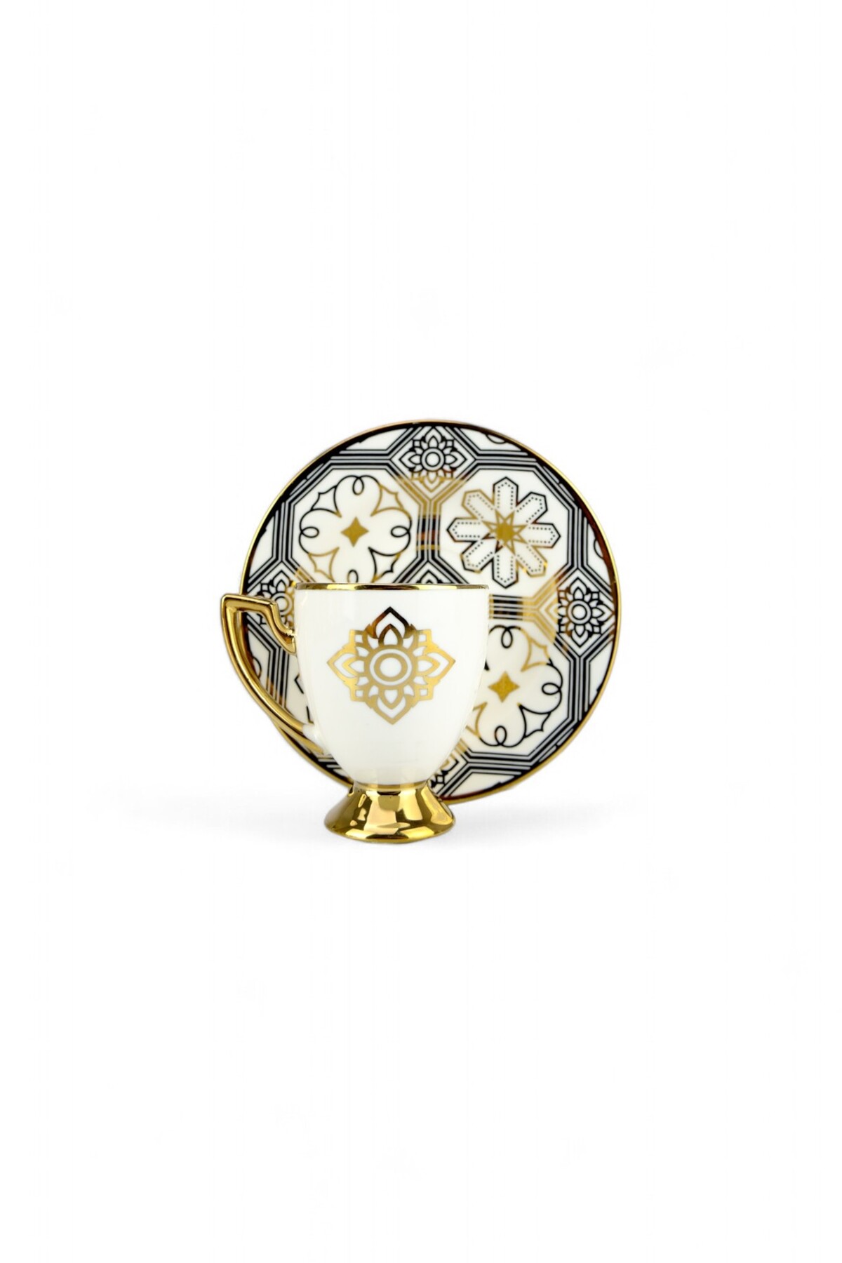 Digithome Milano 6 Kişilik 12 Parça Porselen Kahve Fincan Takımı Gold ...