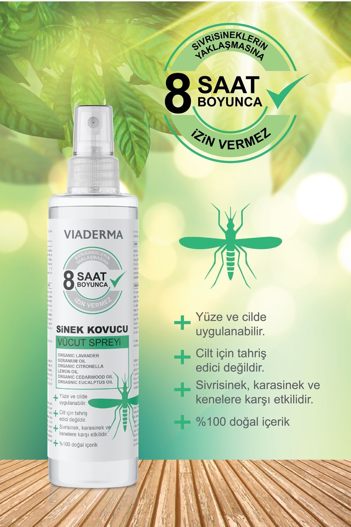 Viaderma Sivrisinek Sinek Kovucu Koruyucu Vücut Spreyi Bitkisel Tüm ...