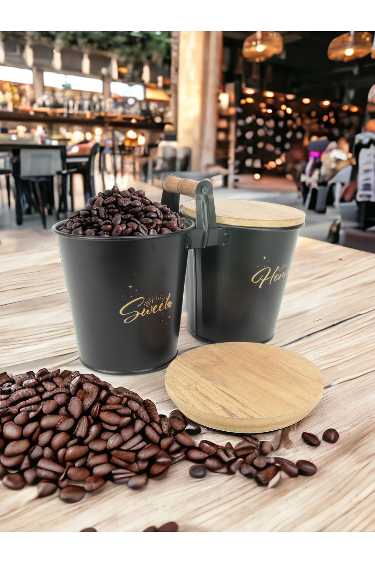 EVSTYLE Çay & Kahve Saklam Kabı - Ahşap Kapaklı - Fiyatı, Yorumları