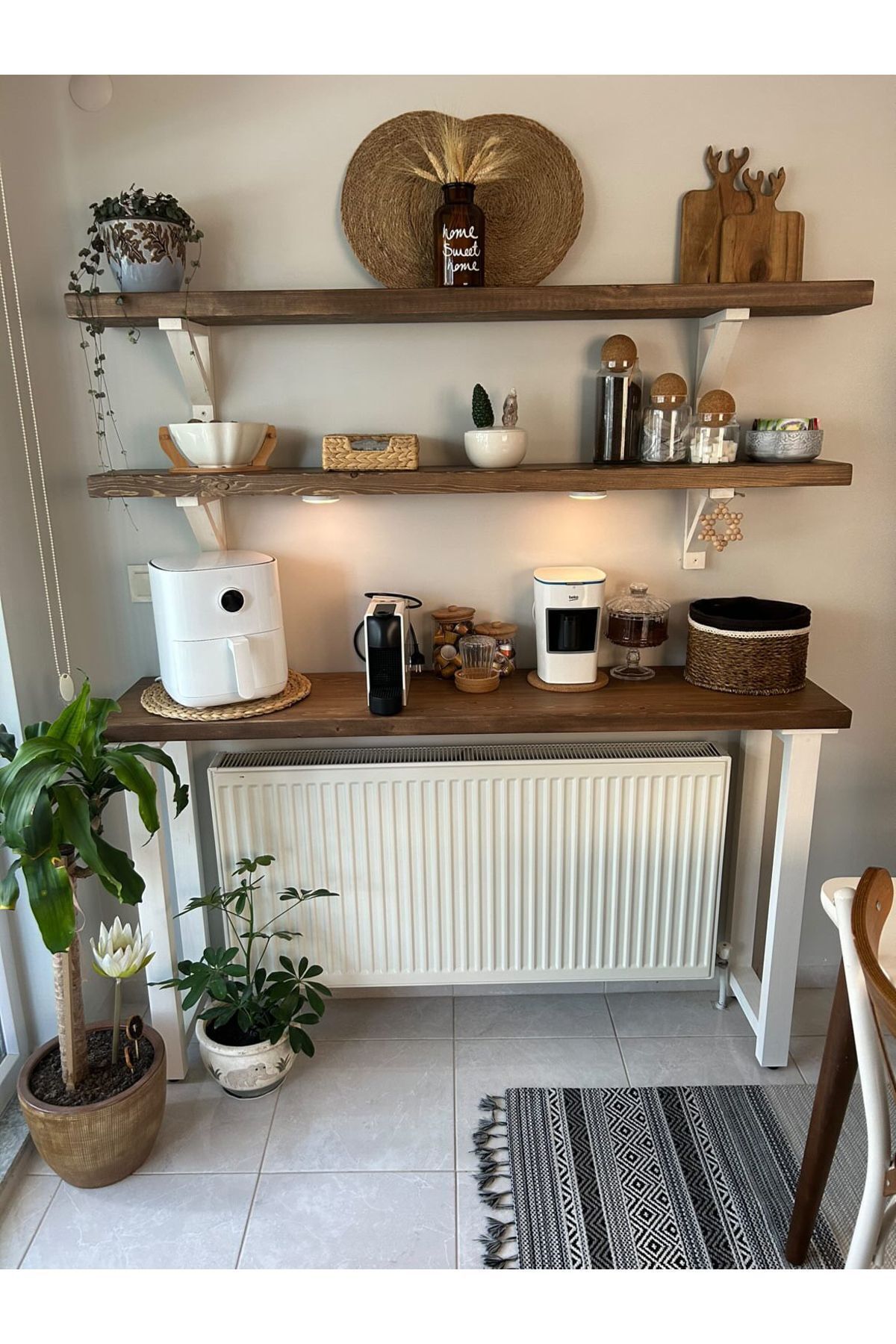 retron atölye woodworks MASİF AHŞAP ÇİFT RENK BAR MASASI KAHVE KÖŞESİ ...