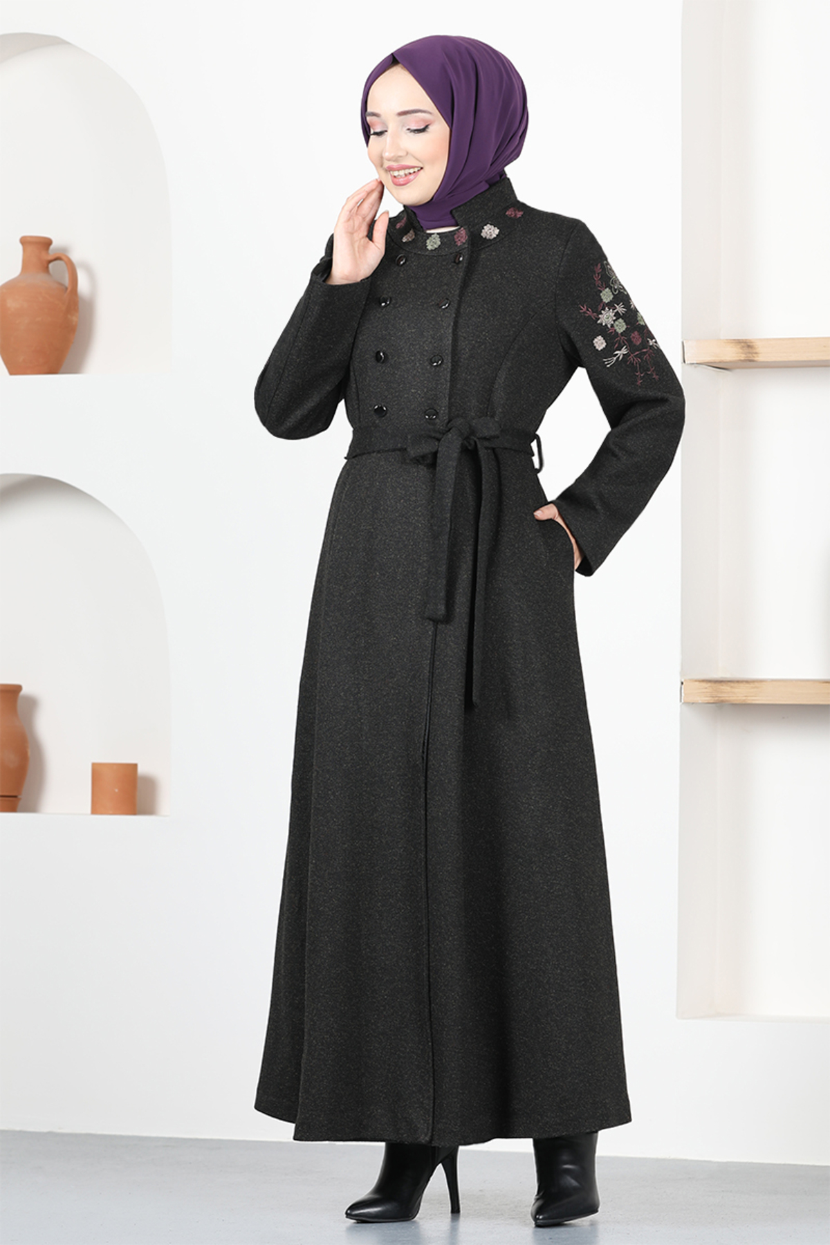 ModaMerve Kaşe Kaban MSL3141 SiyahFiyatı, Yorumları - Trendyol