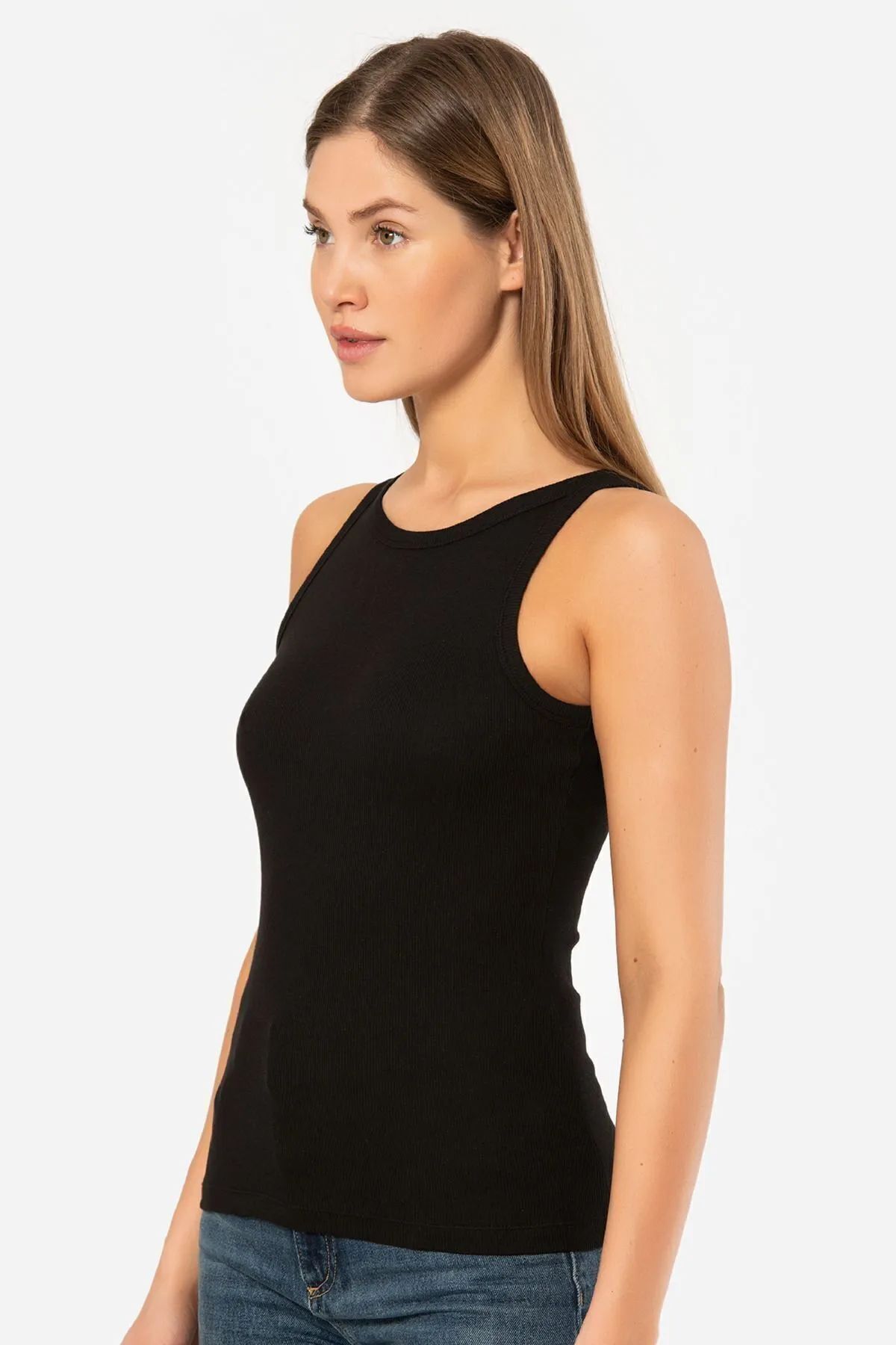 Türen 3403 Kadın Halter Yaka Fitilli Atlet T-shirt-siyah Fiyatı ...