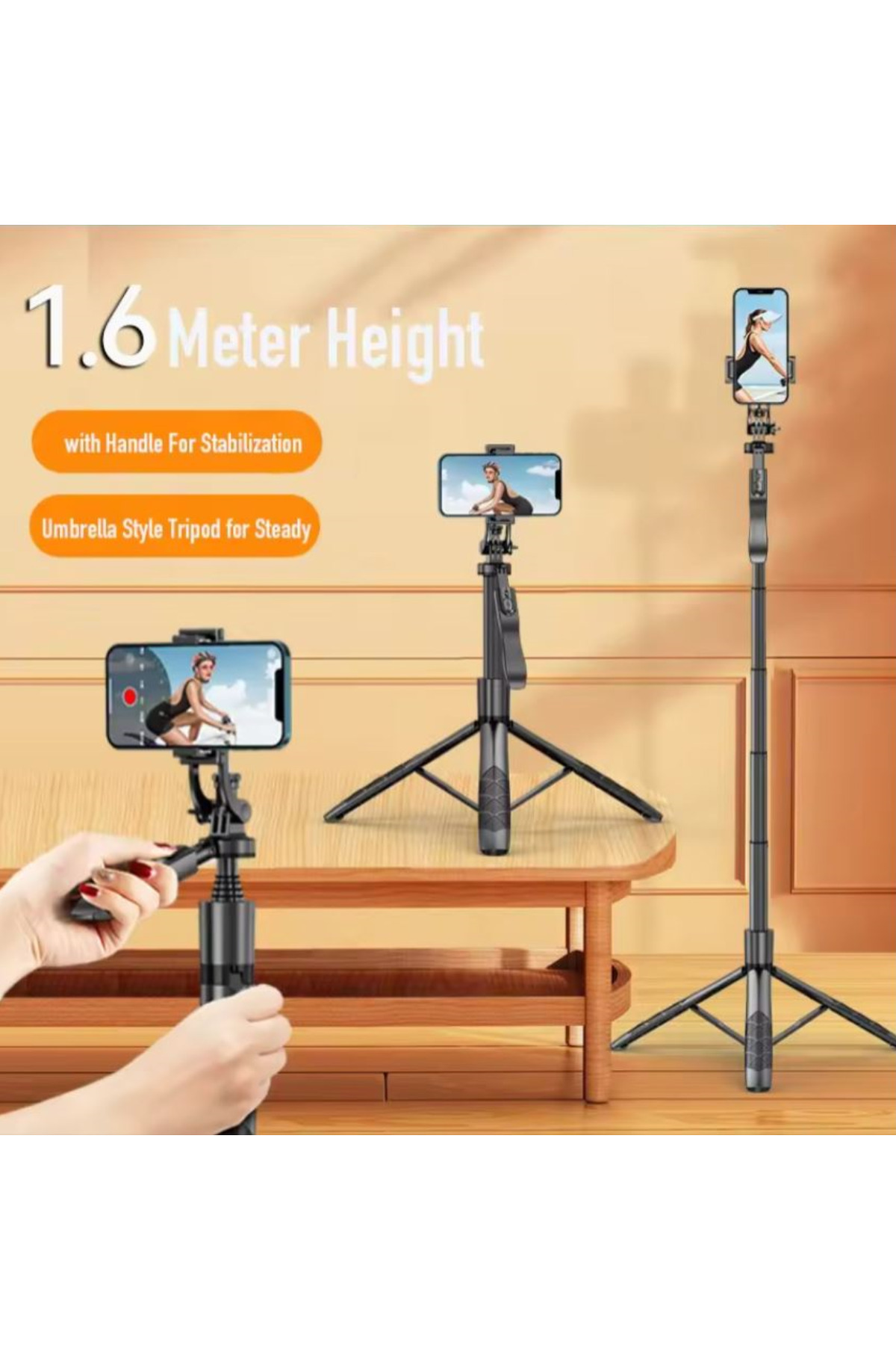 RUGGED Selfie Stick 360 Derece Bluetooth Kumandalı Selfie Çubuğu Tripod ...