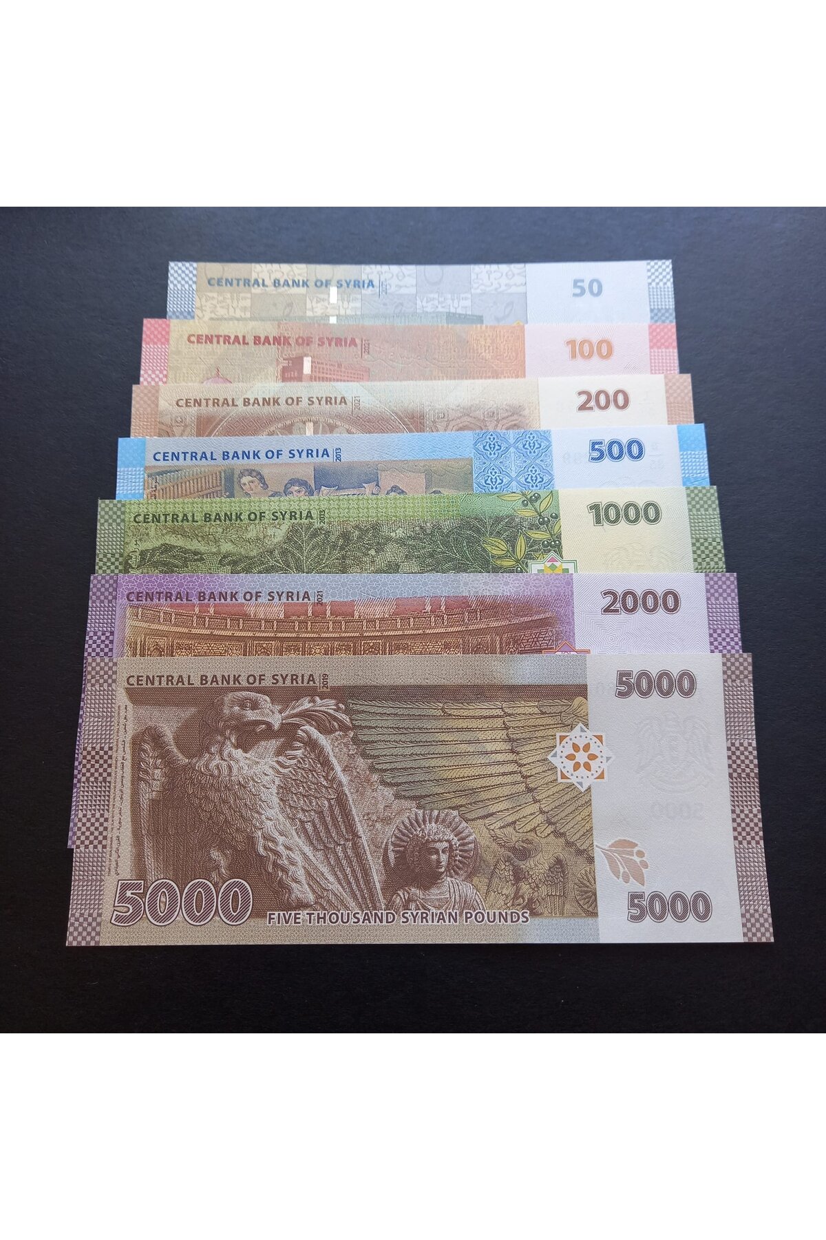 escoines koleksiyon 50/100/200/500/1000/2000/5000 Pound Suriye tam set ...