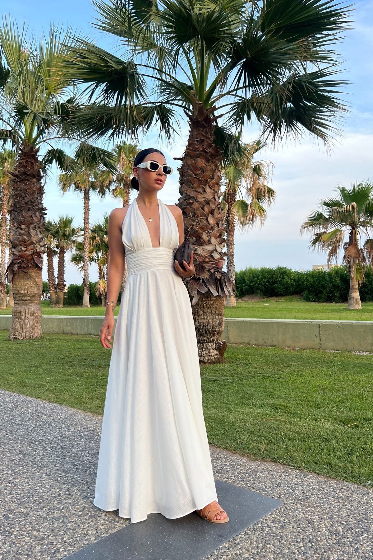 Seda Yalçın Atelier Beyaz Puglia Tasarım Sırt Detaylı Keten ...