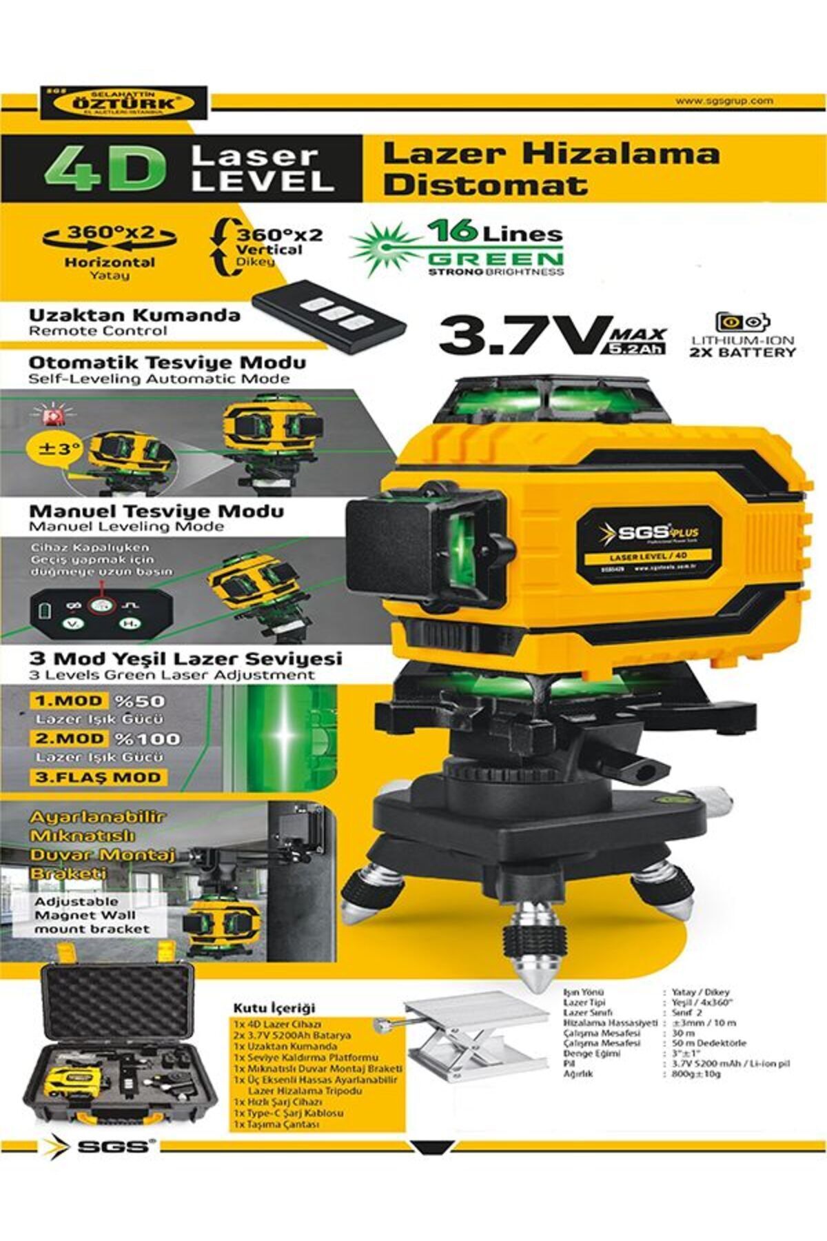 Sgs Lazer Distomat Uzaktan Kumandalı 3 Seviyeli Otomatik Tesviyeli ...