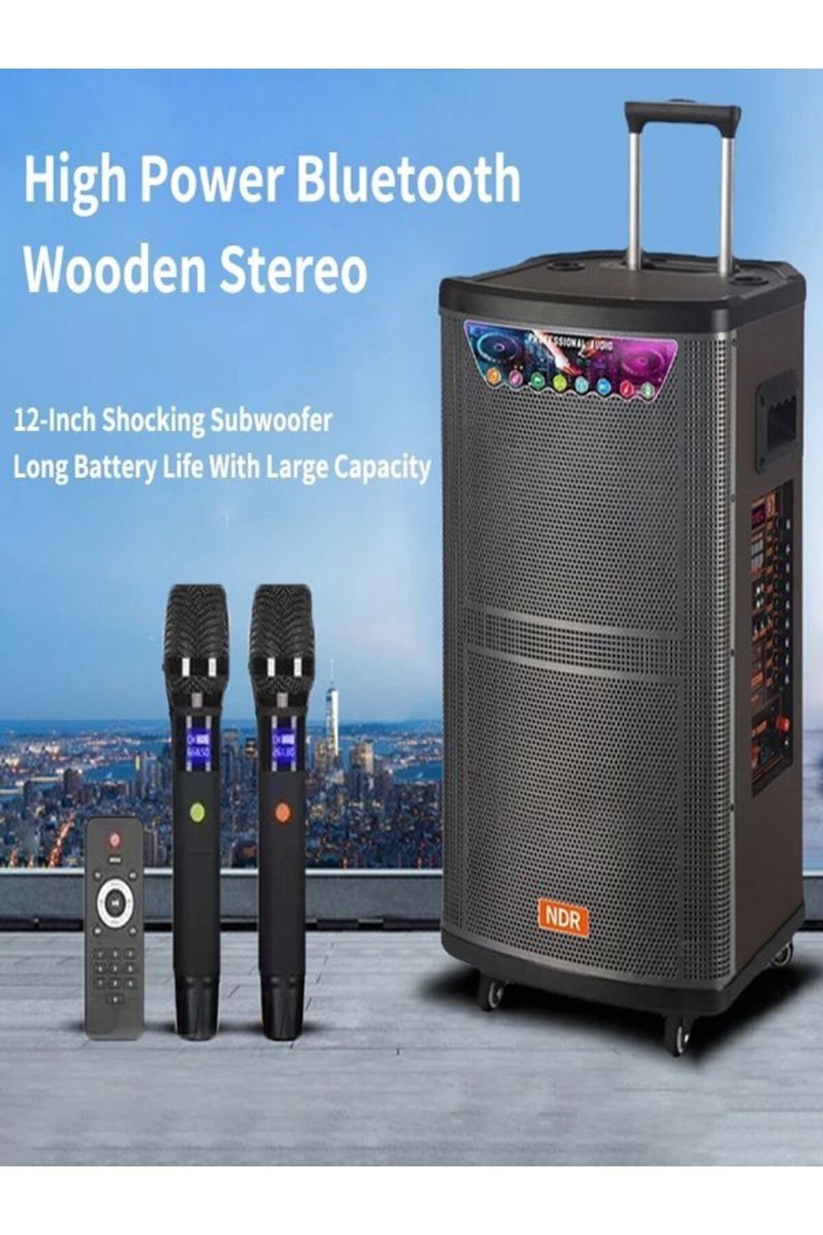 ULTRATEKNO NDR-515 15" 100 Watt Taşınabilir Karaoke Ses Sistemi Bluetooth Hoparlör + Kumanda ...