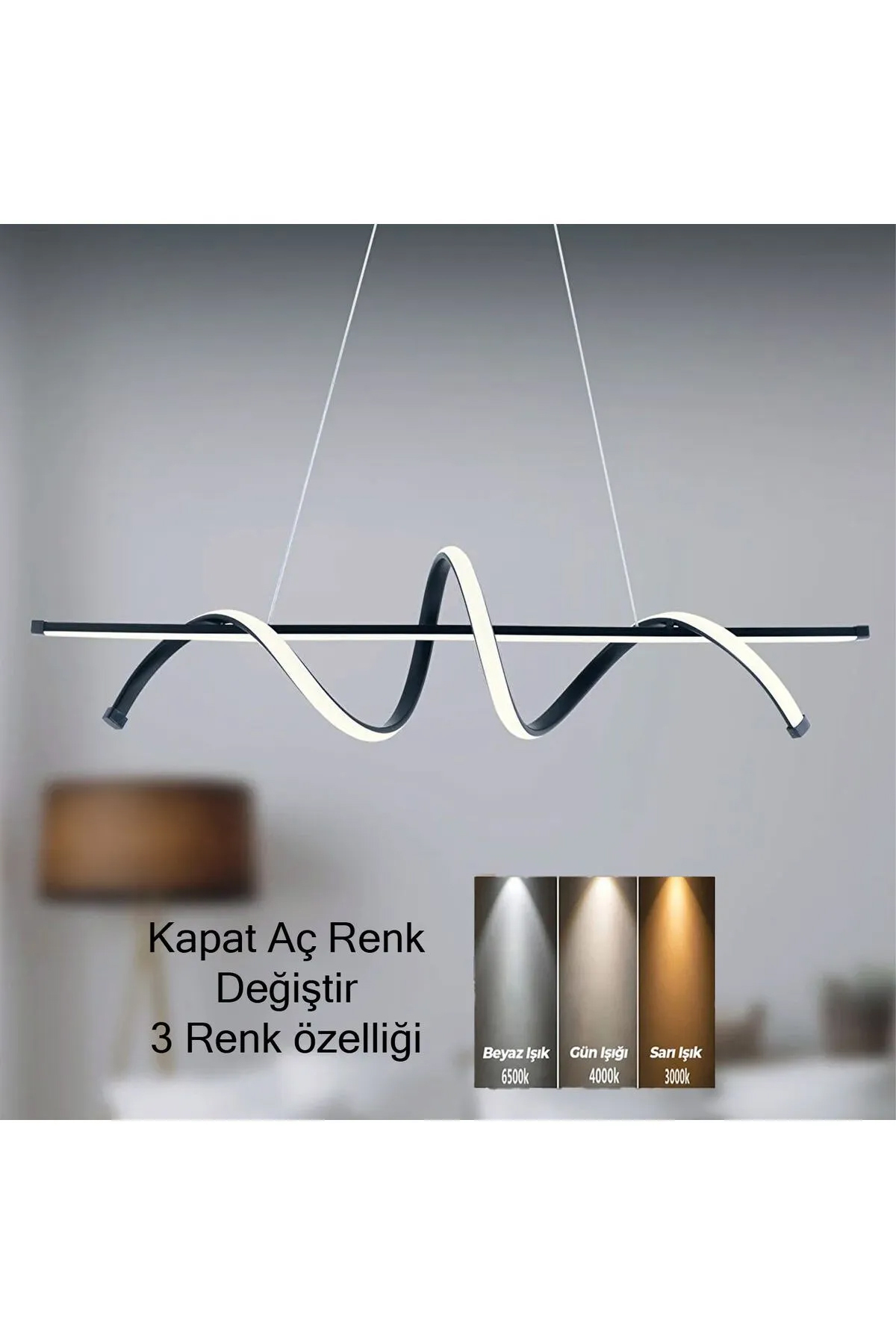 Supply Home Modern LED Kısılabilir Sarkıt Işık, Siyah 3 Renk Modu ve ...